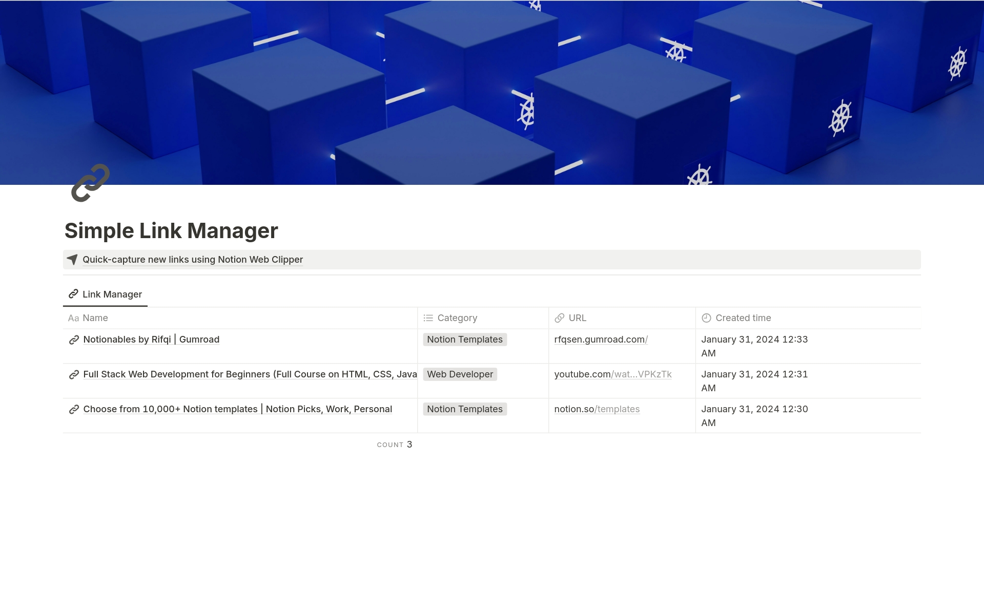 Simple Link Manager Template | Notion Marketplace