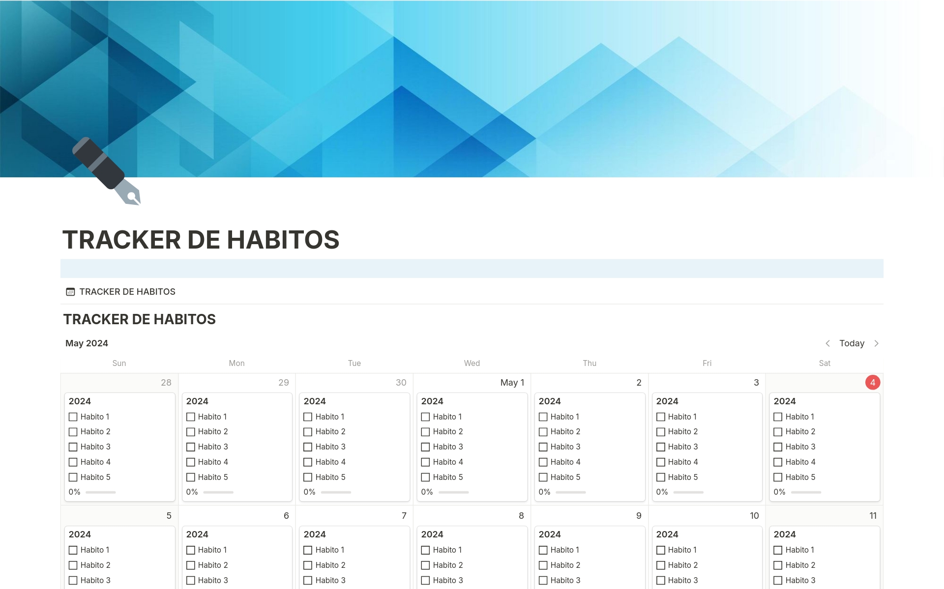 TRACKER DE HABITOS creada por Pablo Leon24 | Plantilla de Notion