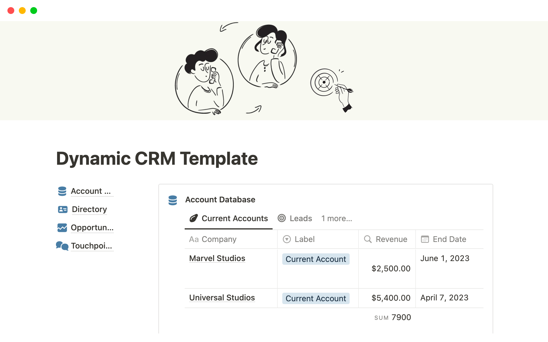 Dynamic CRM Template by List Girl | Notion Marketplace