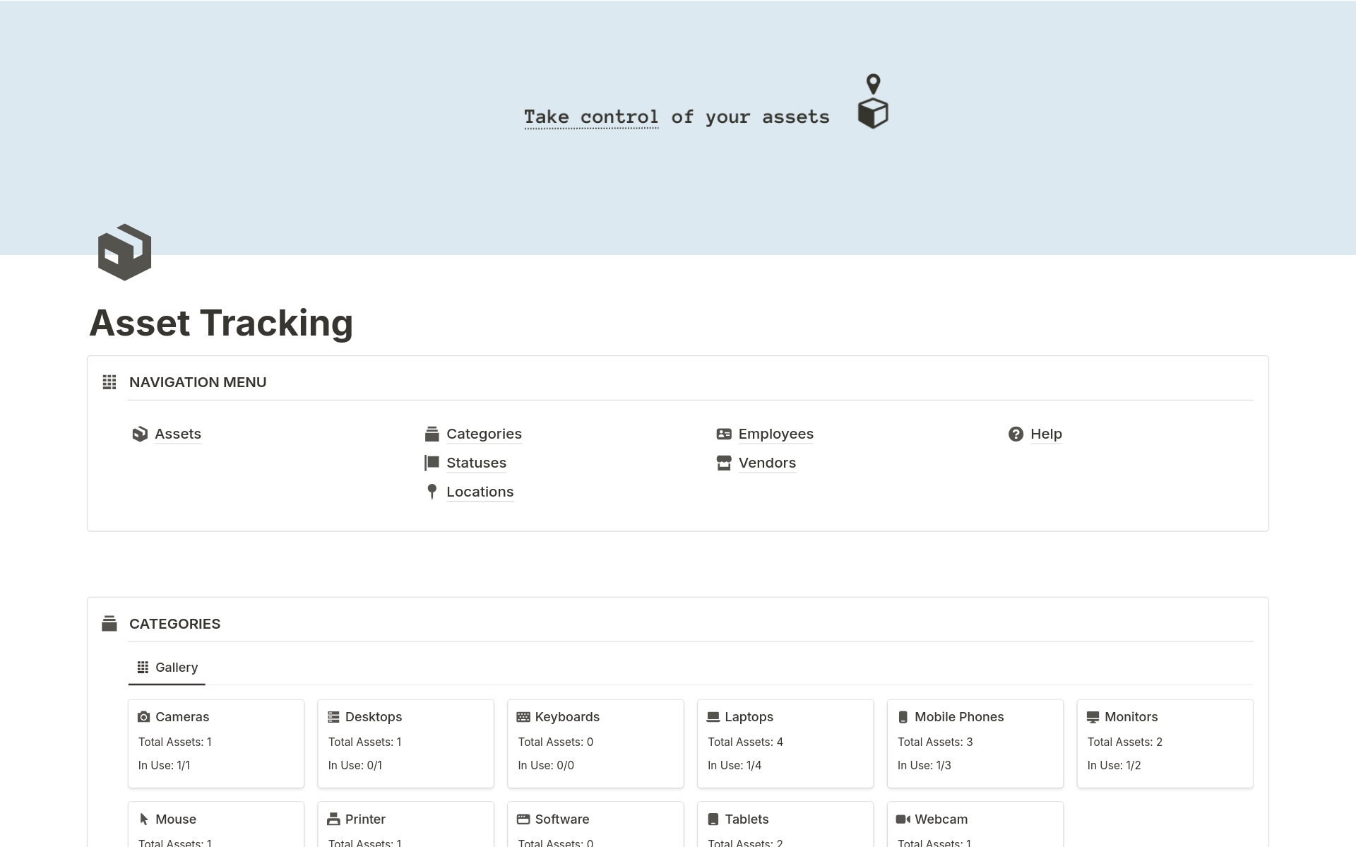 Assets Tracking Template | Notion Marketplace