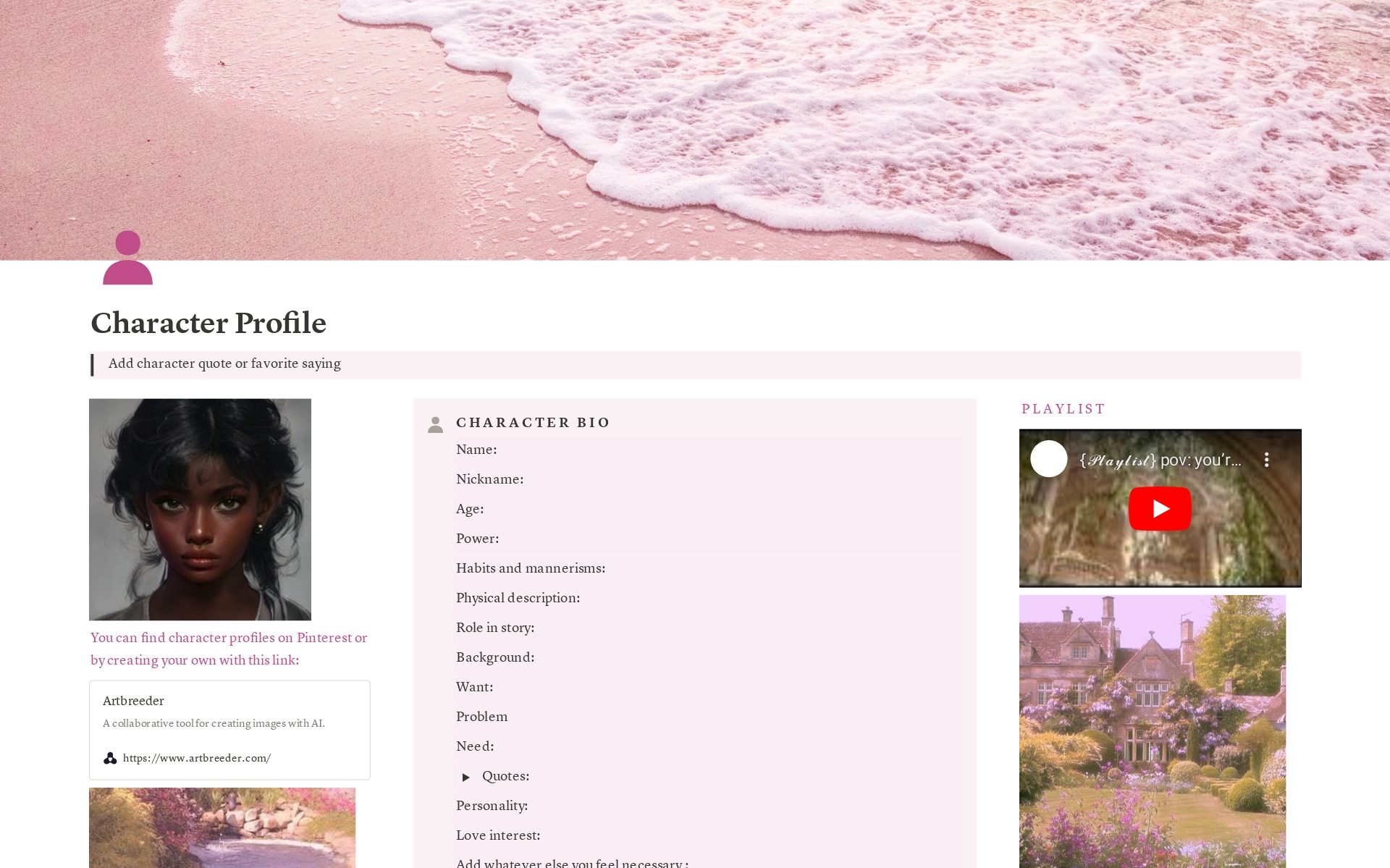 Character Profiles Template by Notion for Authors | Notion Marketplace