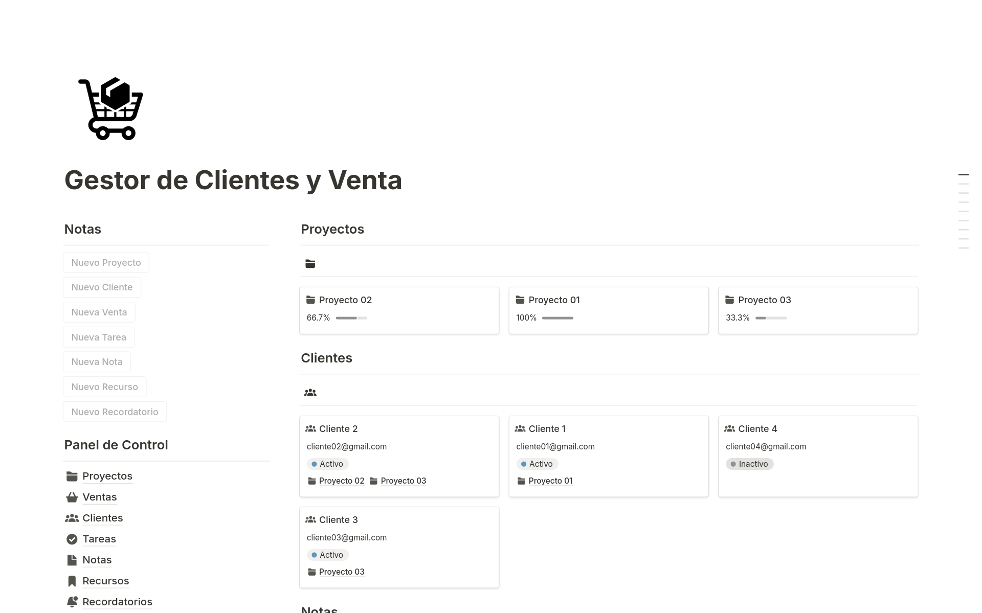 Plantilla Gestor de Clientes y Venta | Notion Marketplace
