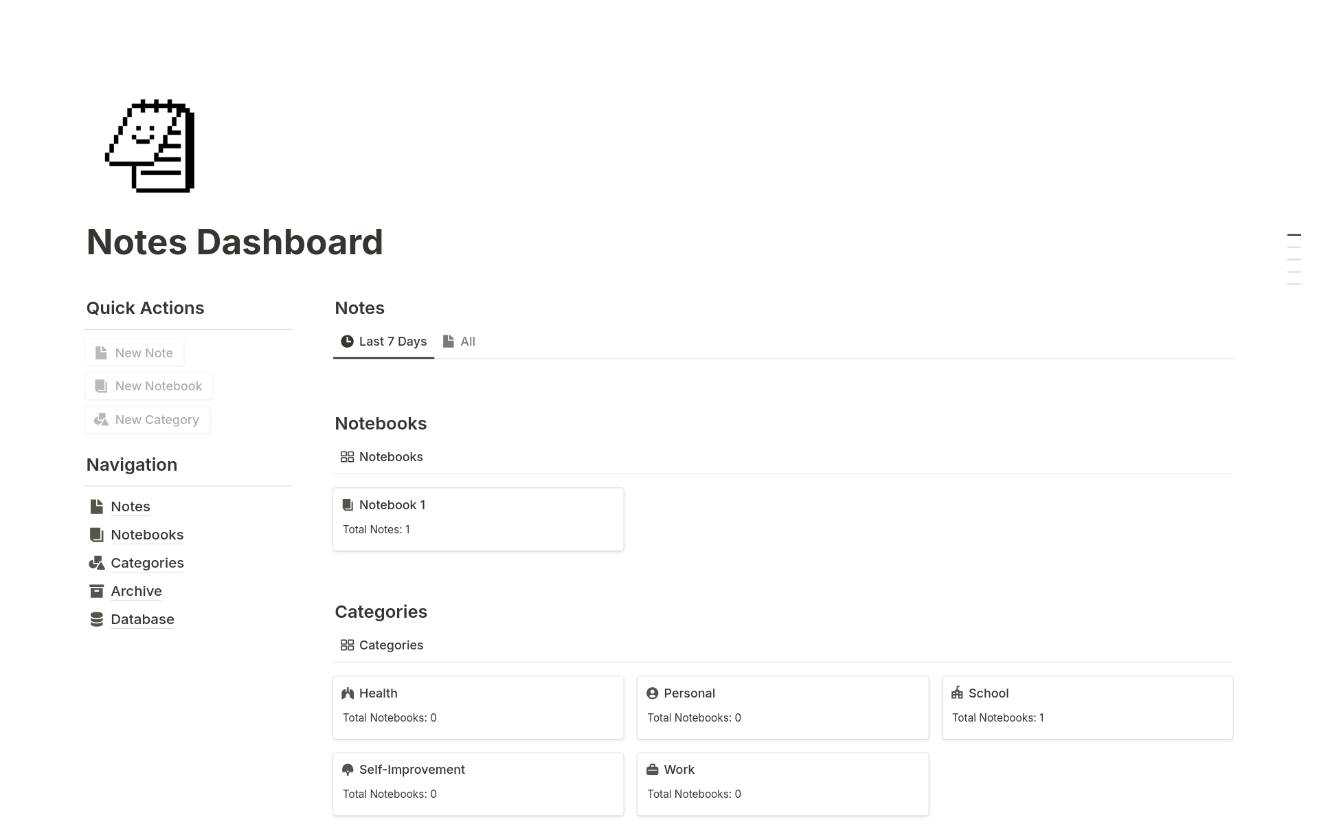 Notes Dashboard Template Notion Marketplace