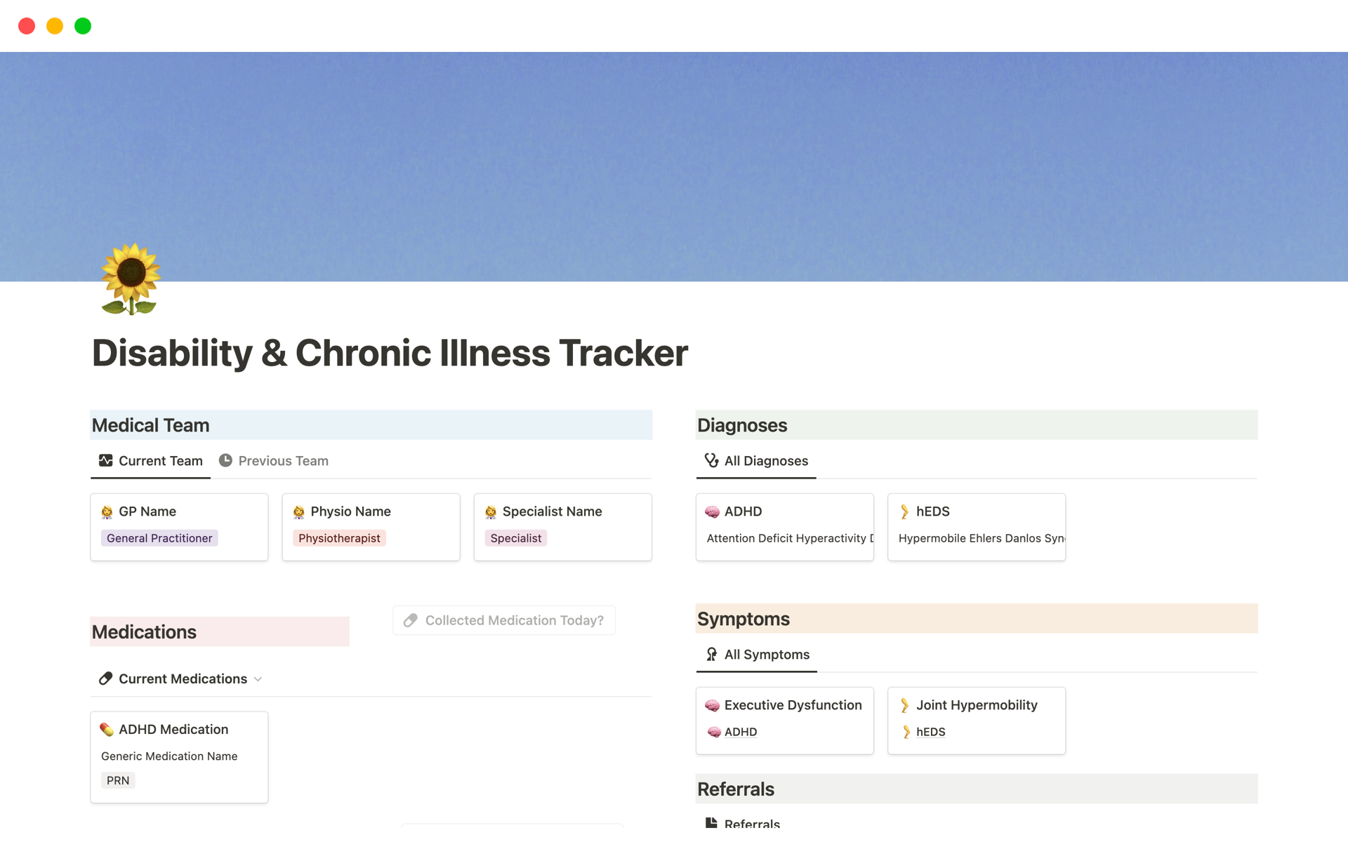 Disability & Chronic Illness Tracker Template | Notion Marketplace