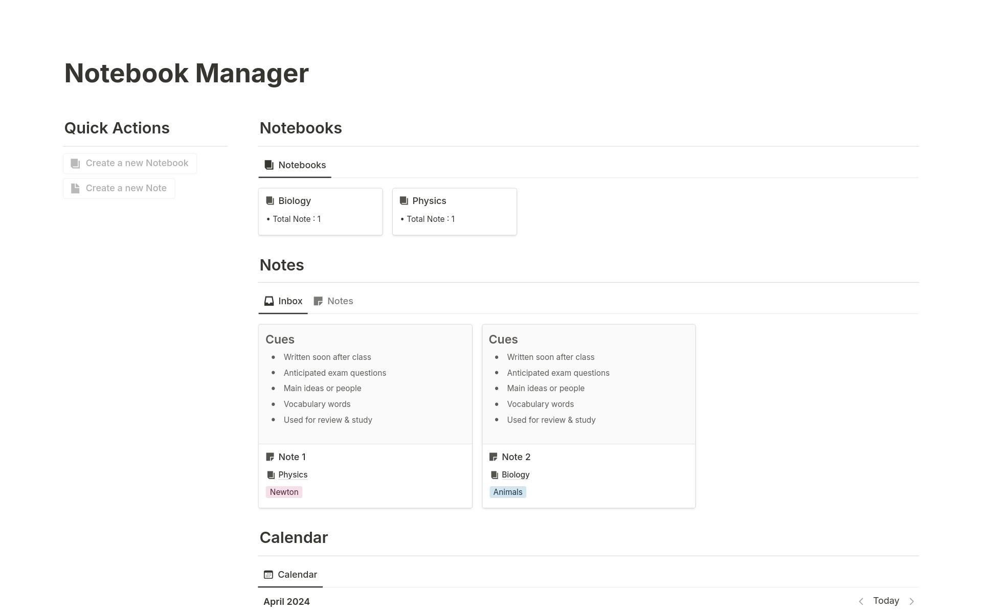 Notebook Manager | Notion Template