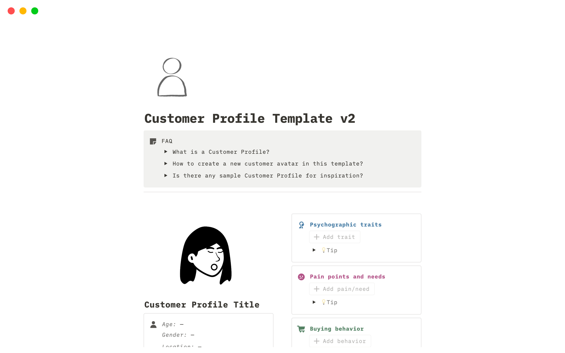Customer Profile Template | Notion Marketplace