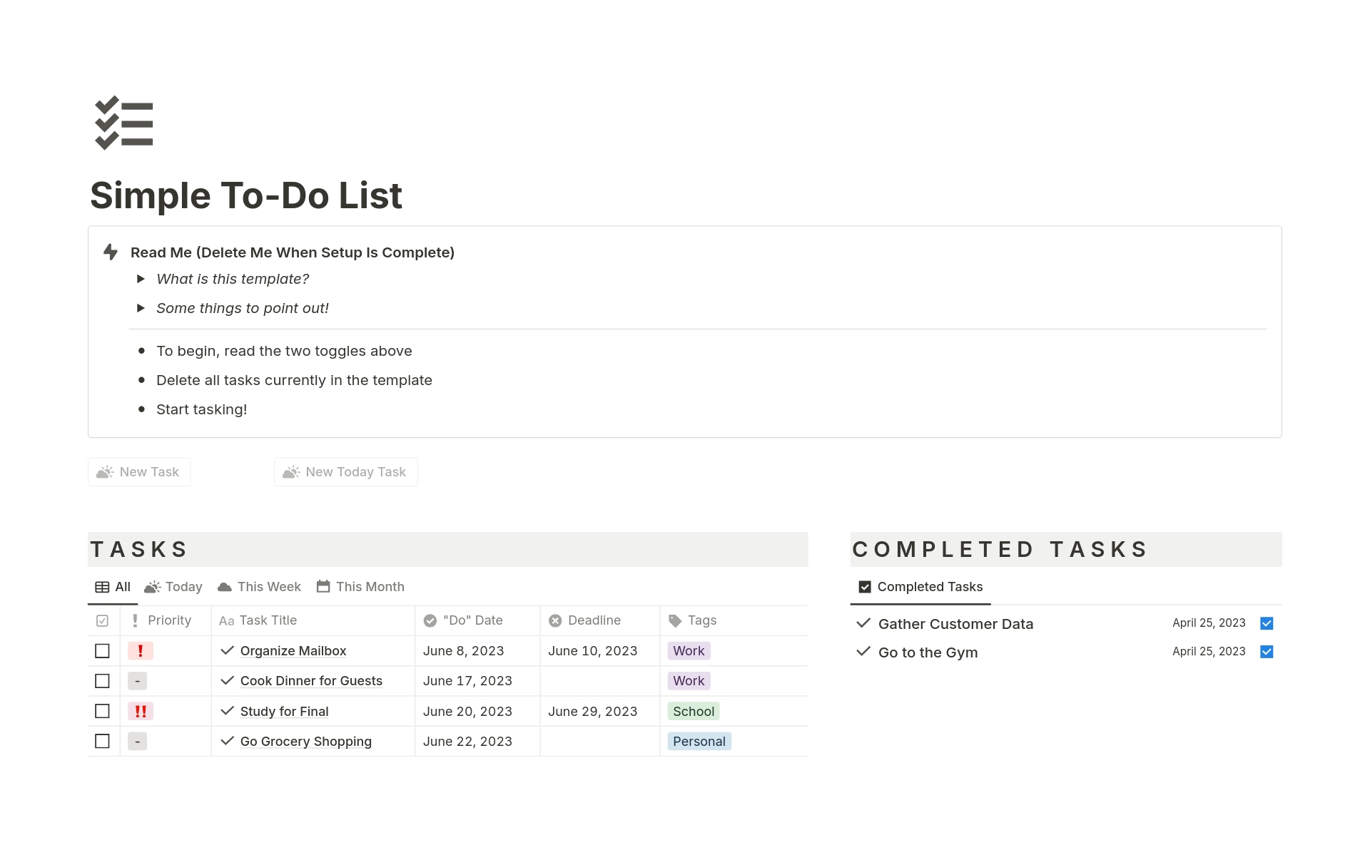 Simple To-Do List Template | Notion Marketplace
