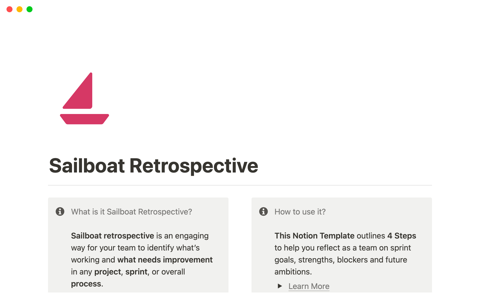 Sailboat Retrospective | Notion Template