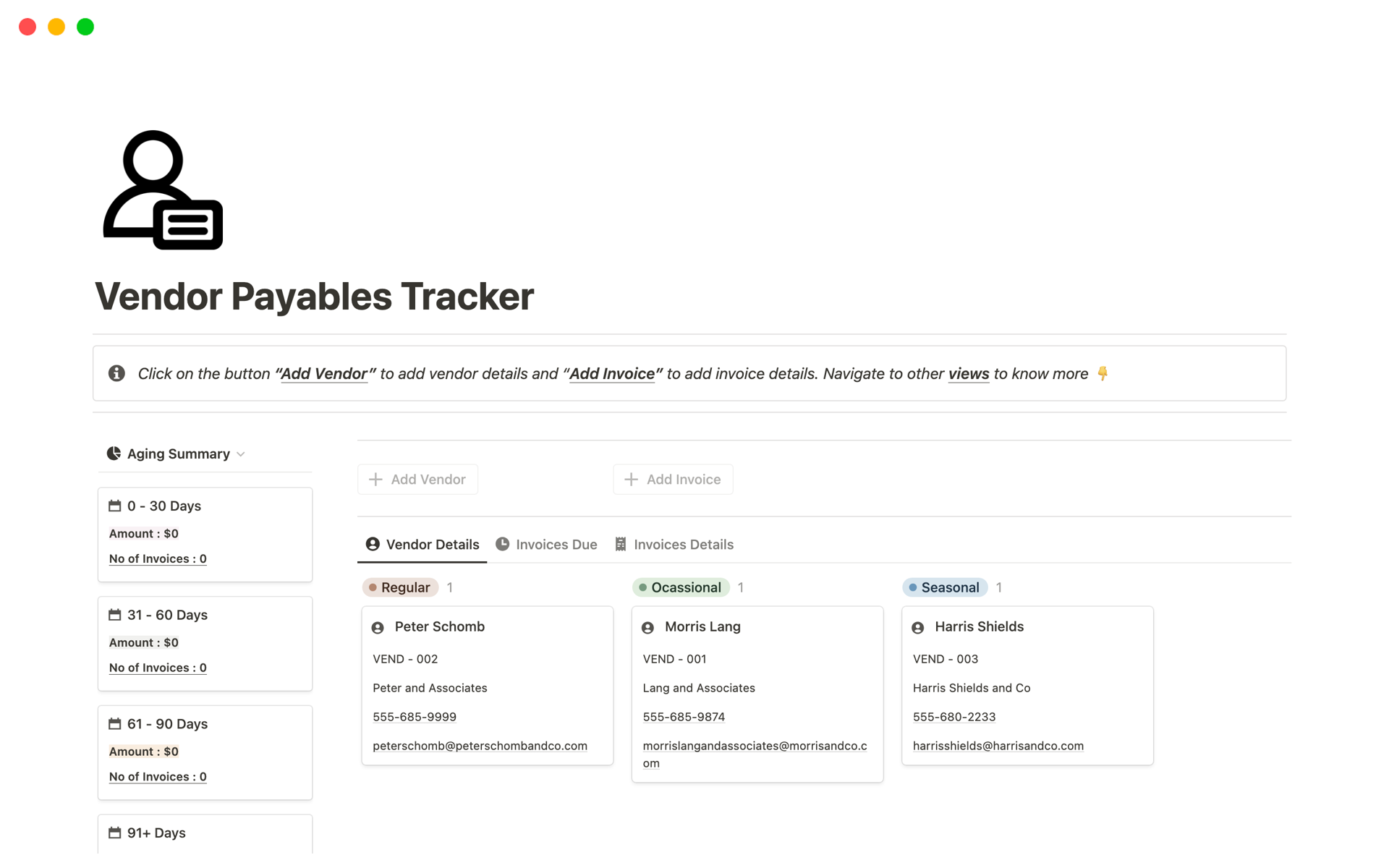 Vendor Payables Tracker Template | Notion Marketplace
