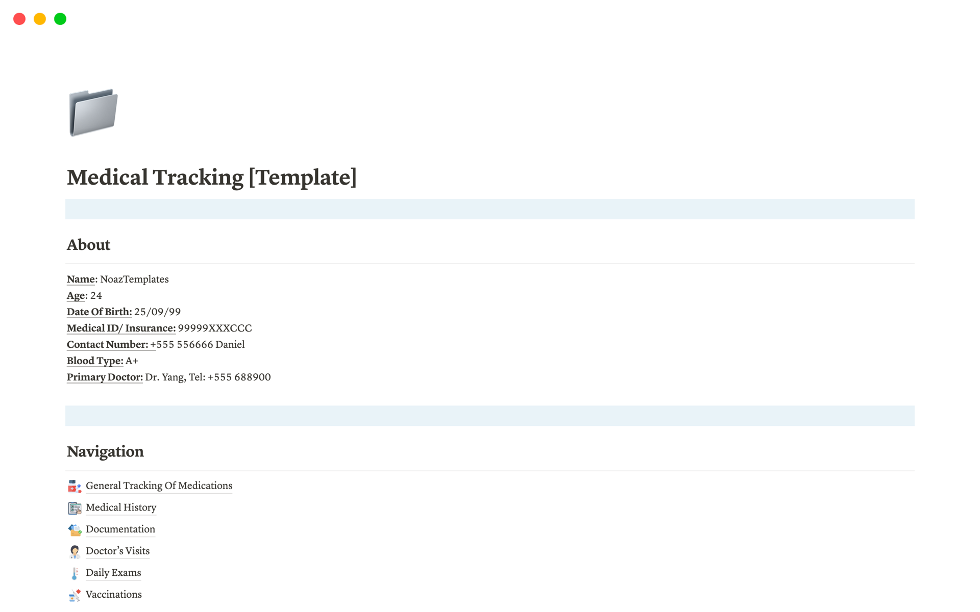 Personal/Family Medical Tracking Template | Notion Marketplace