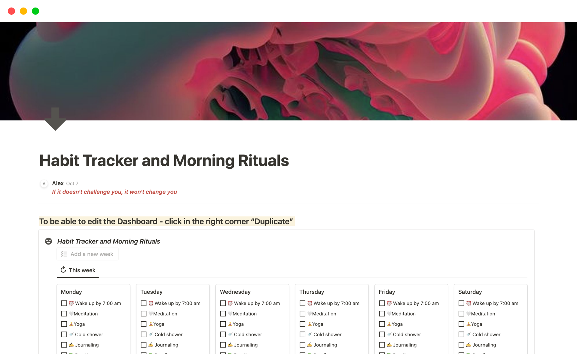 Habit Tracker and Morning Rituals | Notion Template