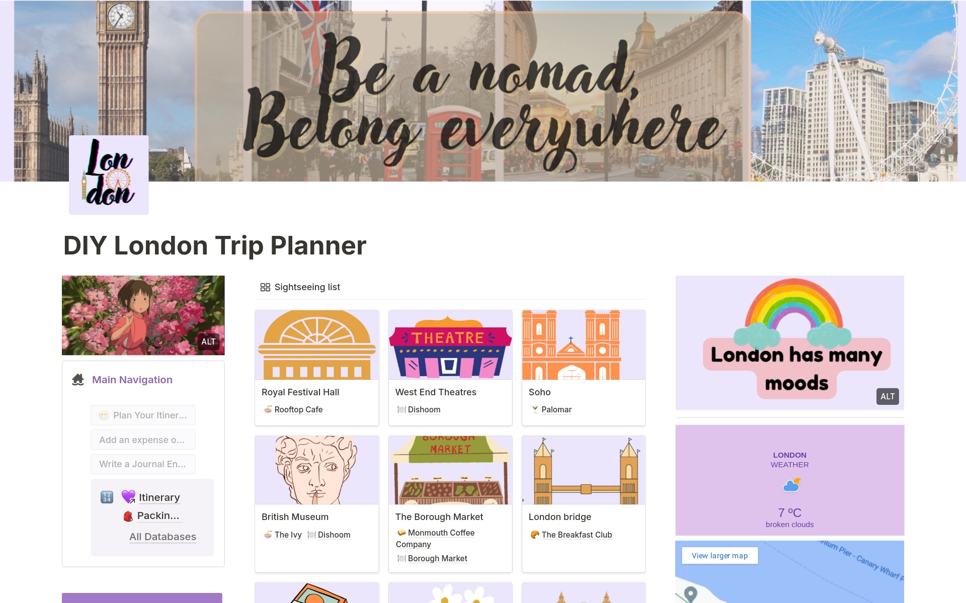 DIY London Trip Planner Template | Notion Marketplace
