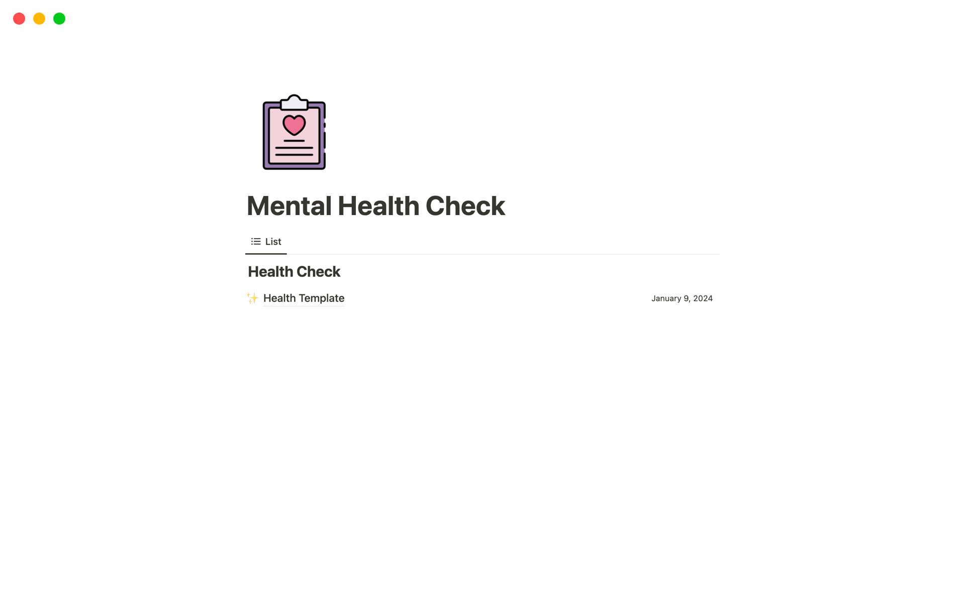 Mental Health Check Template | Notion Marketplace Mental Health Check Template | Notion Marketplace