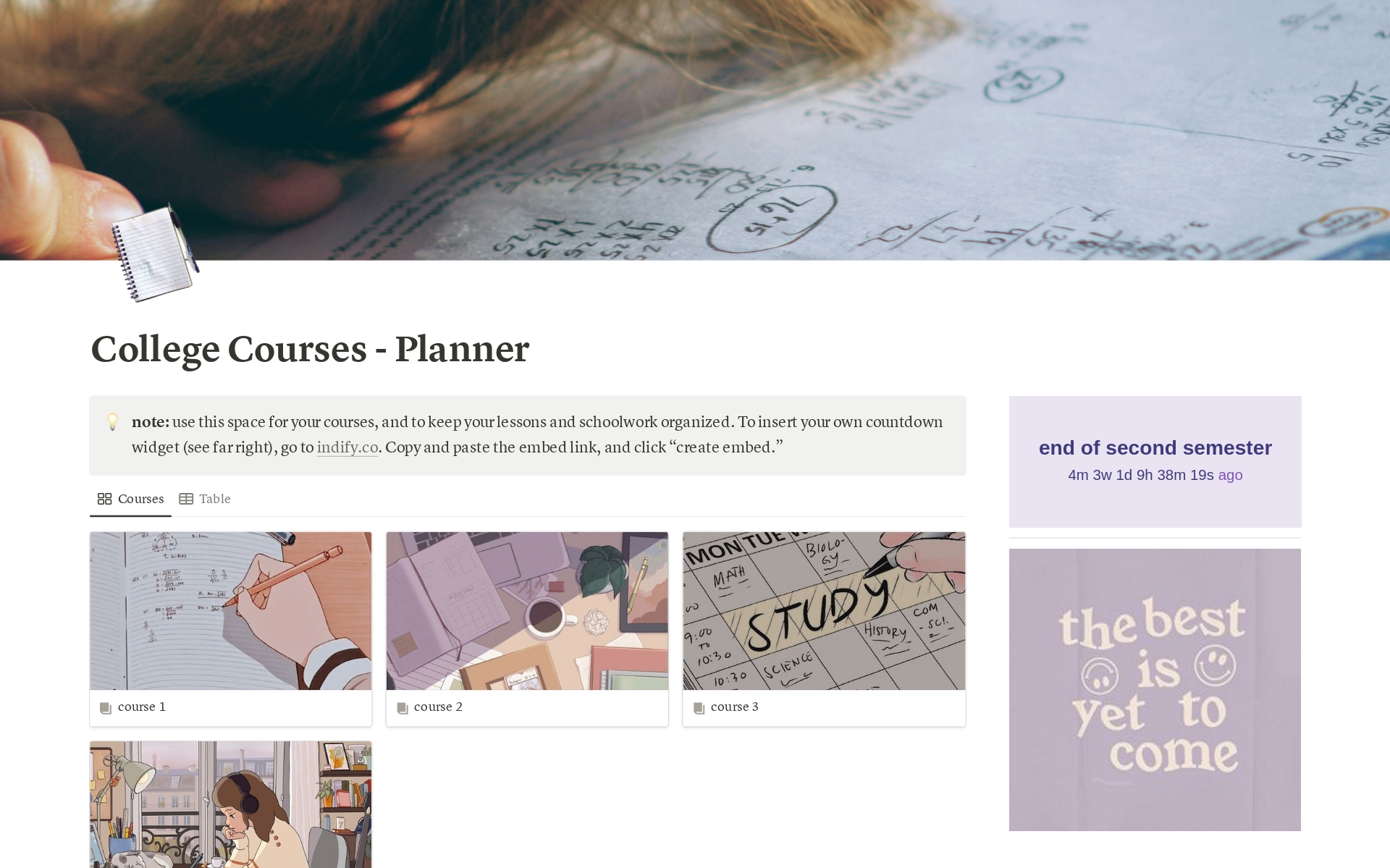 College Course - Planner Template | Notion Marketplace