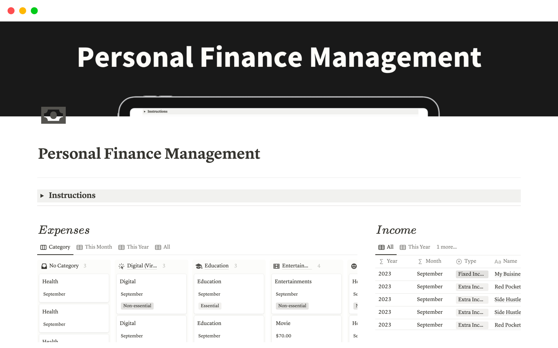 Personal Finance Management Template | Notion Marketplace Personal Finance Management Template | Notion Marketplace