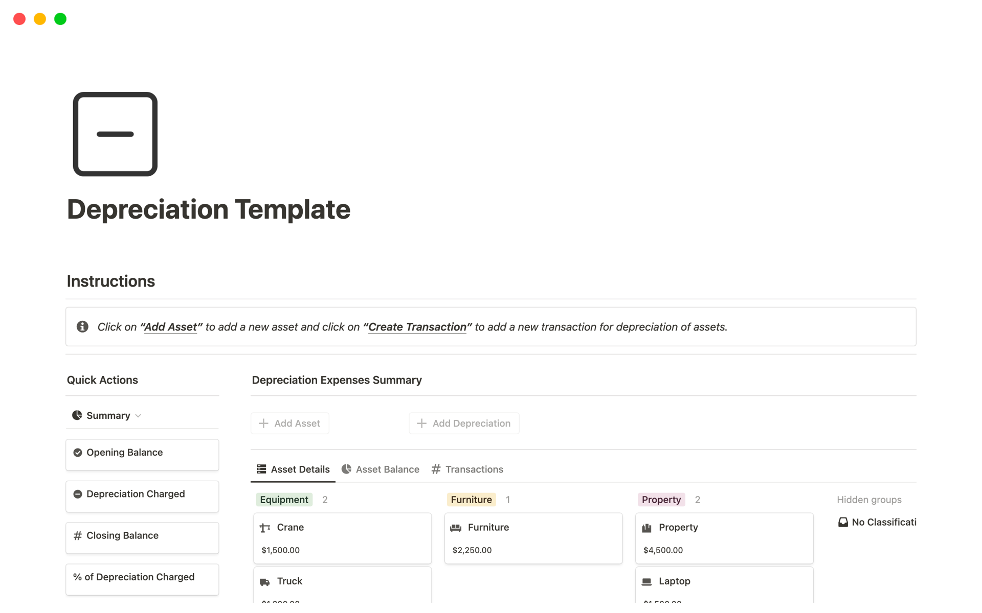 Depreciation Template Template by theaccountantguy | FinanceGuy ... Depreciation Template Template by theaccountantguy | FinanceGuy ...