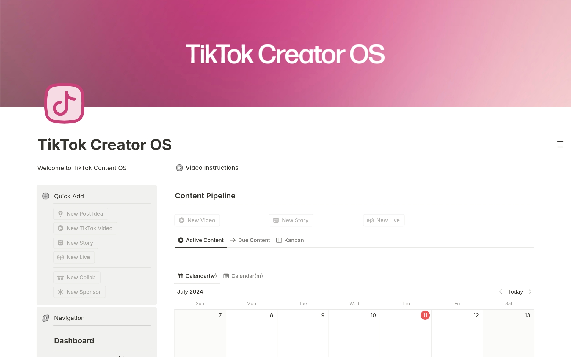 TikTok Creator OS Template By Atul Notion4Creators Notion Marketplace