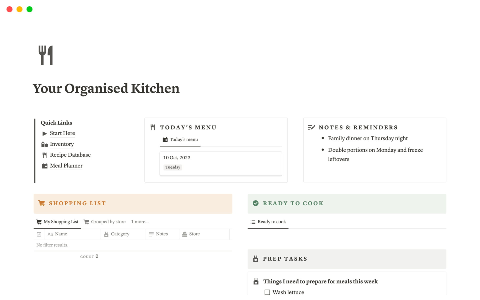 Meal Planner & Grocery List Manager Template by Sarah Stocks | Notion ...