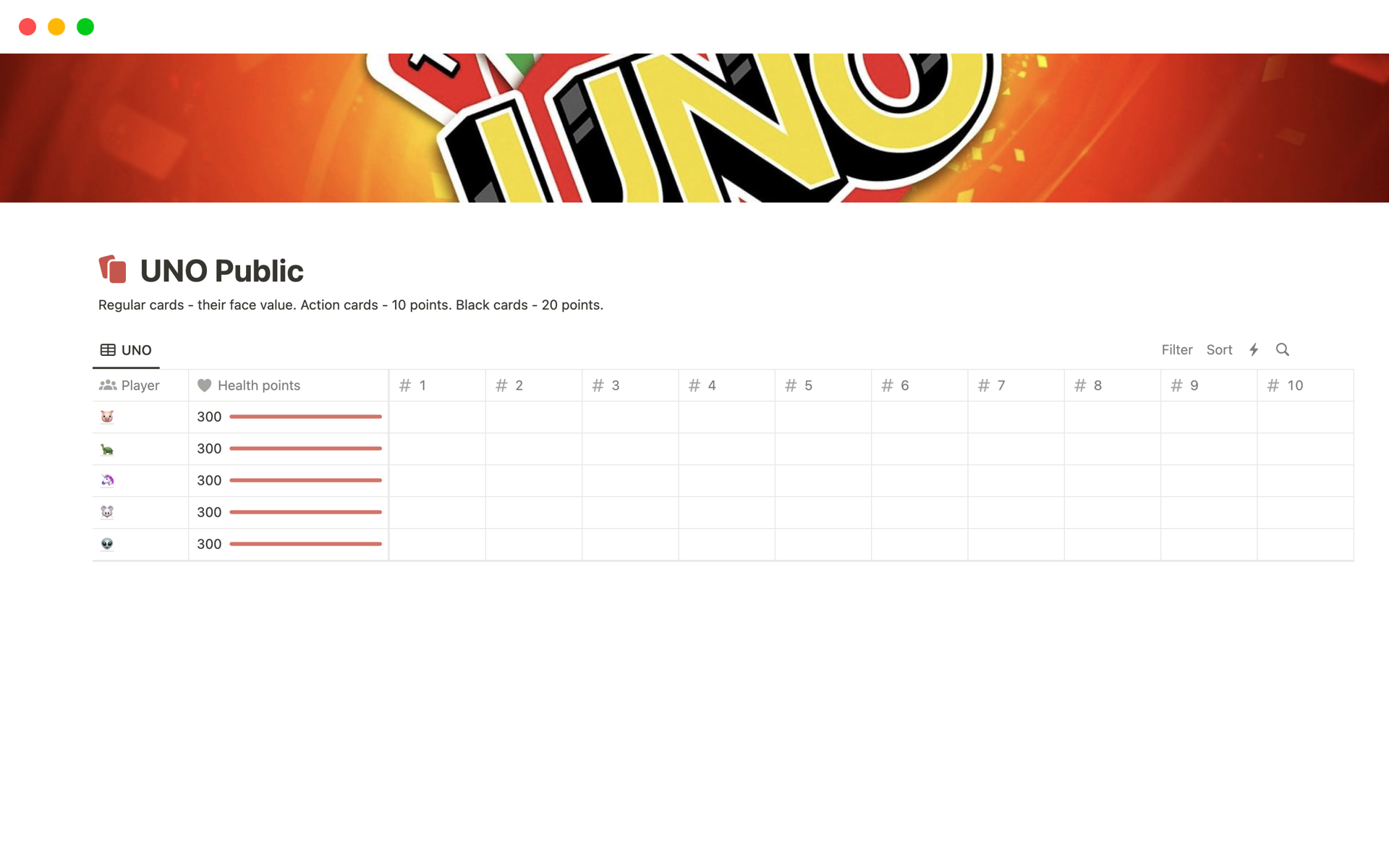 UNO Card Game 300 Template | Notion Marketplace