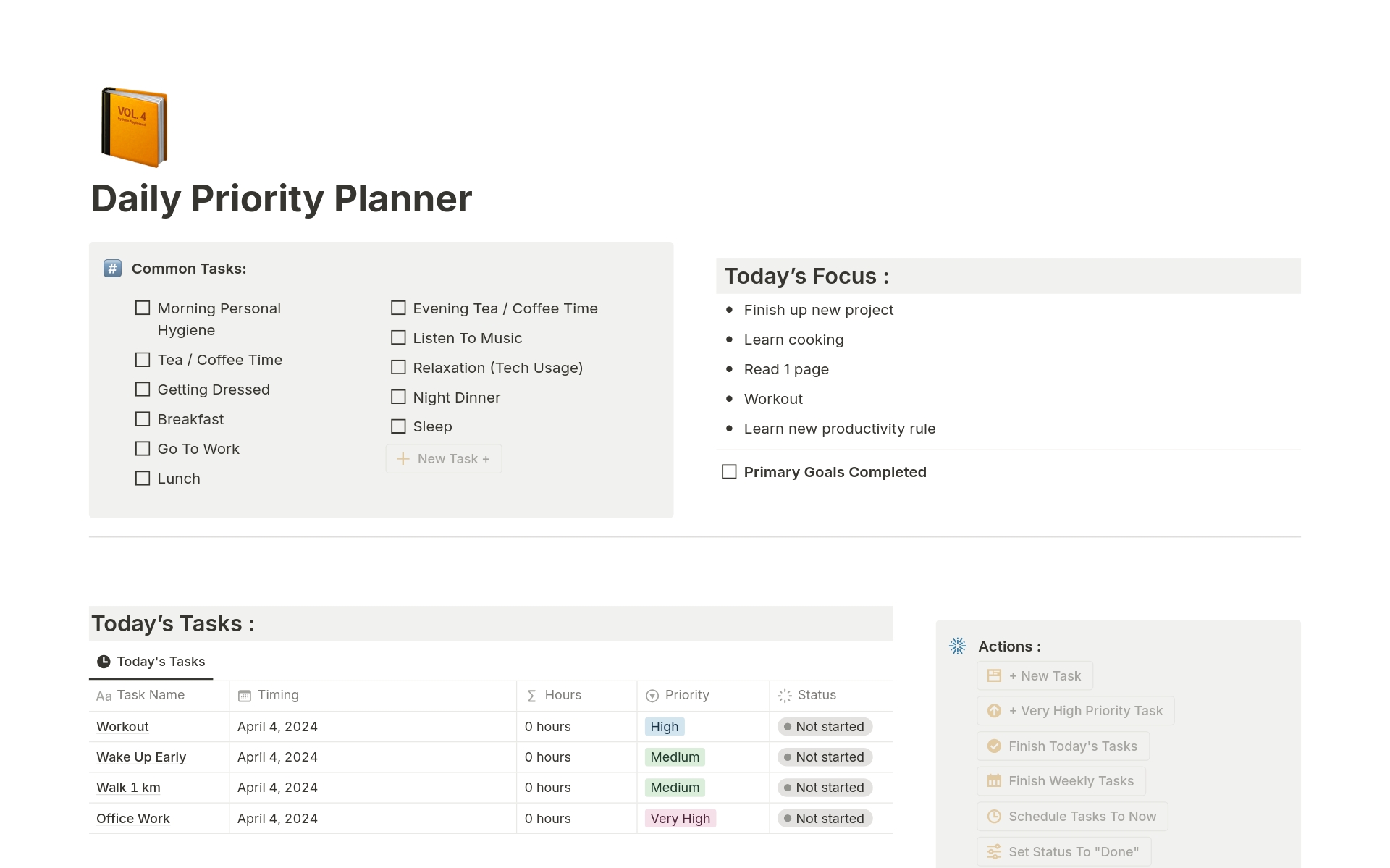 Daily Priority Planner | Notion Template