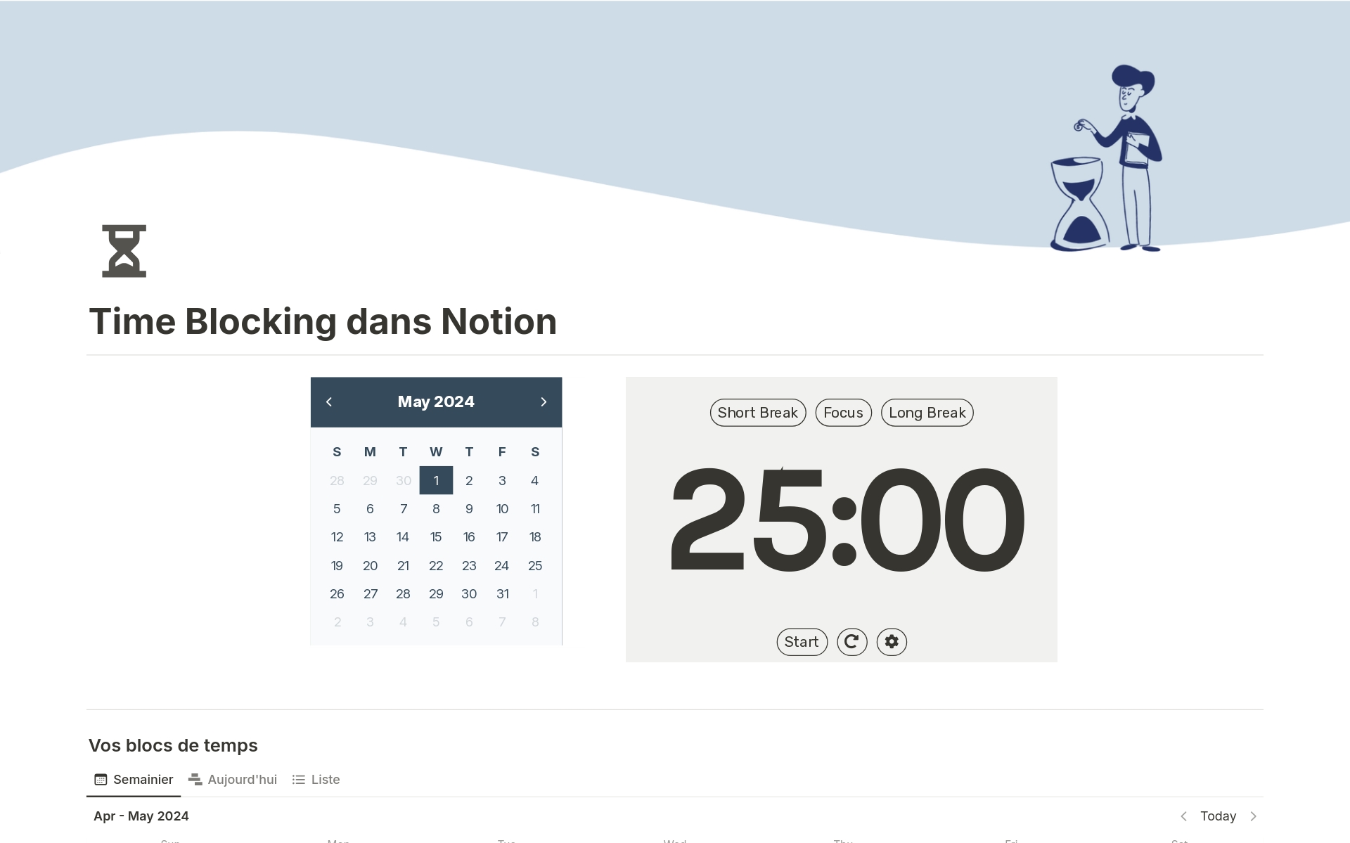 Time Blocking facile par Lou Attal | Modèle Notion