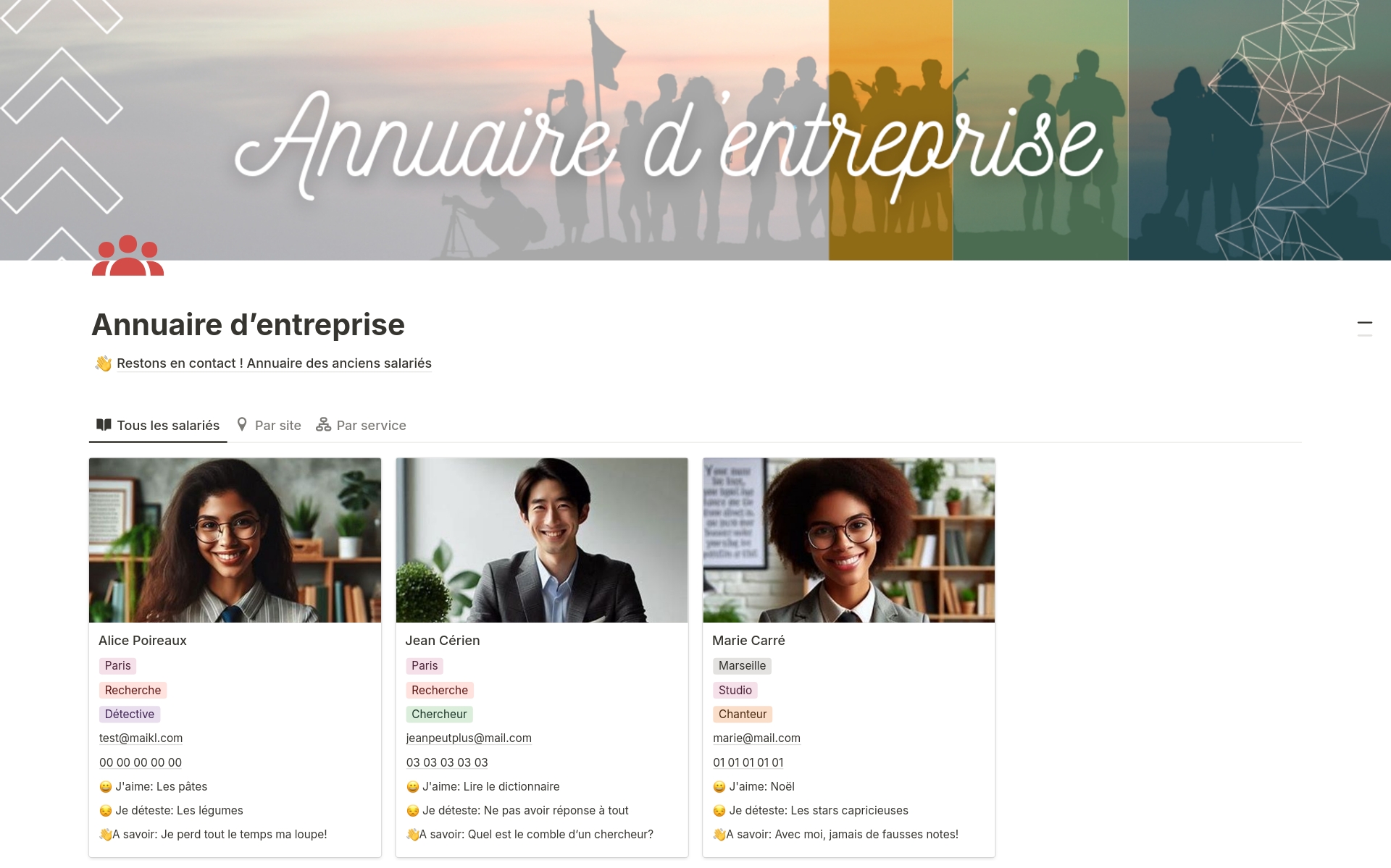 Annuaire d’entreprise par Sandrine BLIN | Modèle Notion