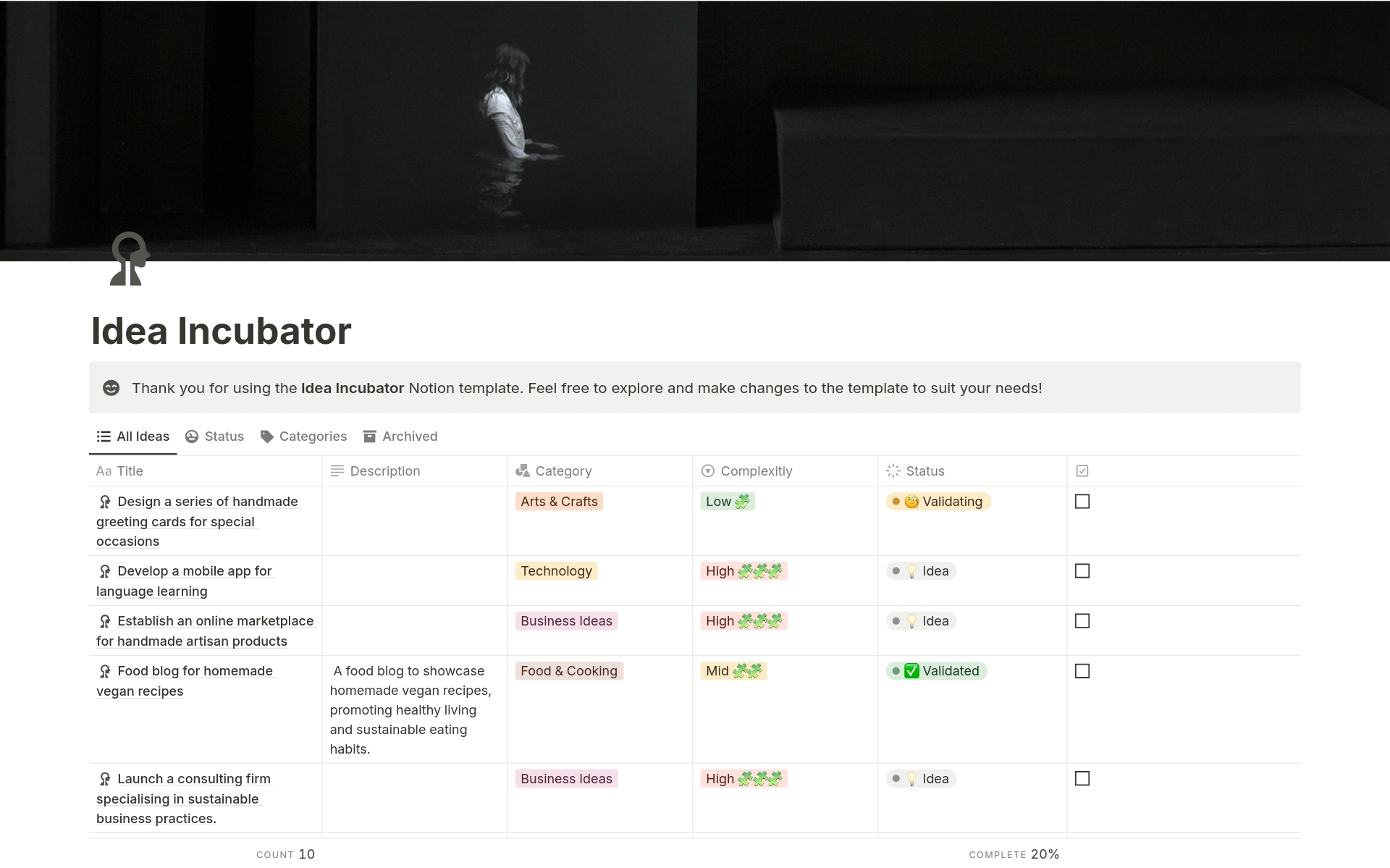 Idea Incubator | Notion Template
