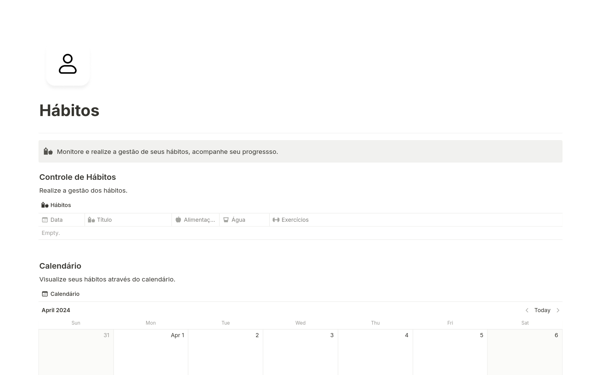 Hábitos de Produtiveo | Modelo do Notion