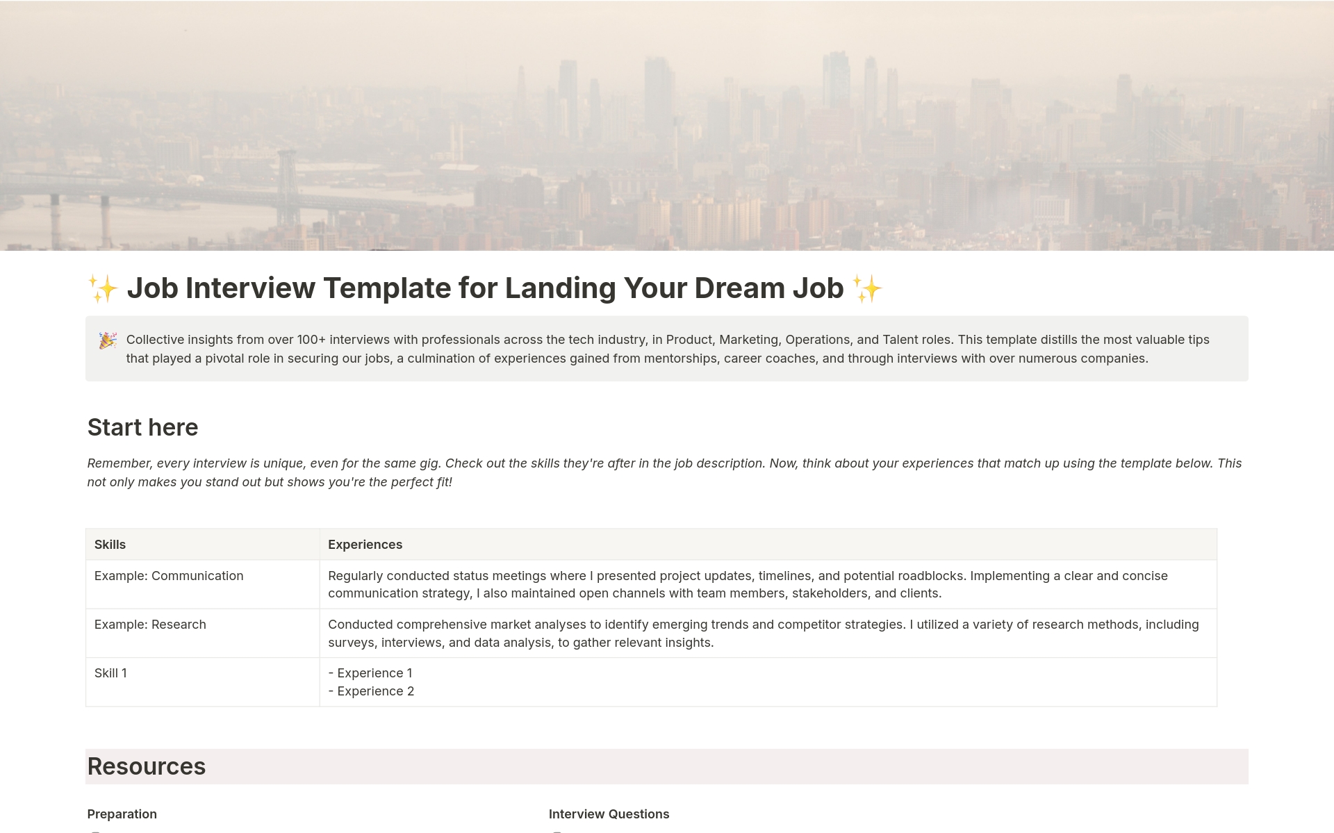 Job Interview Questions Database Template | Notion Marketplace