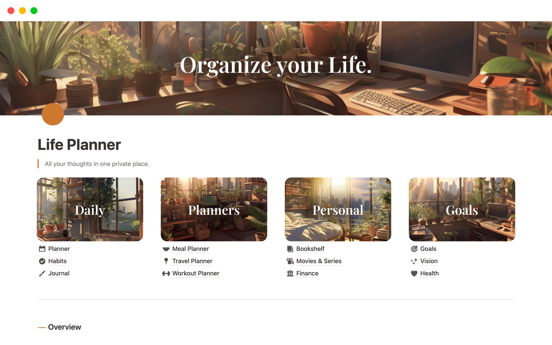 Aesthetic Life Planner | Notion Template