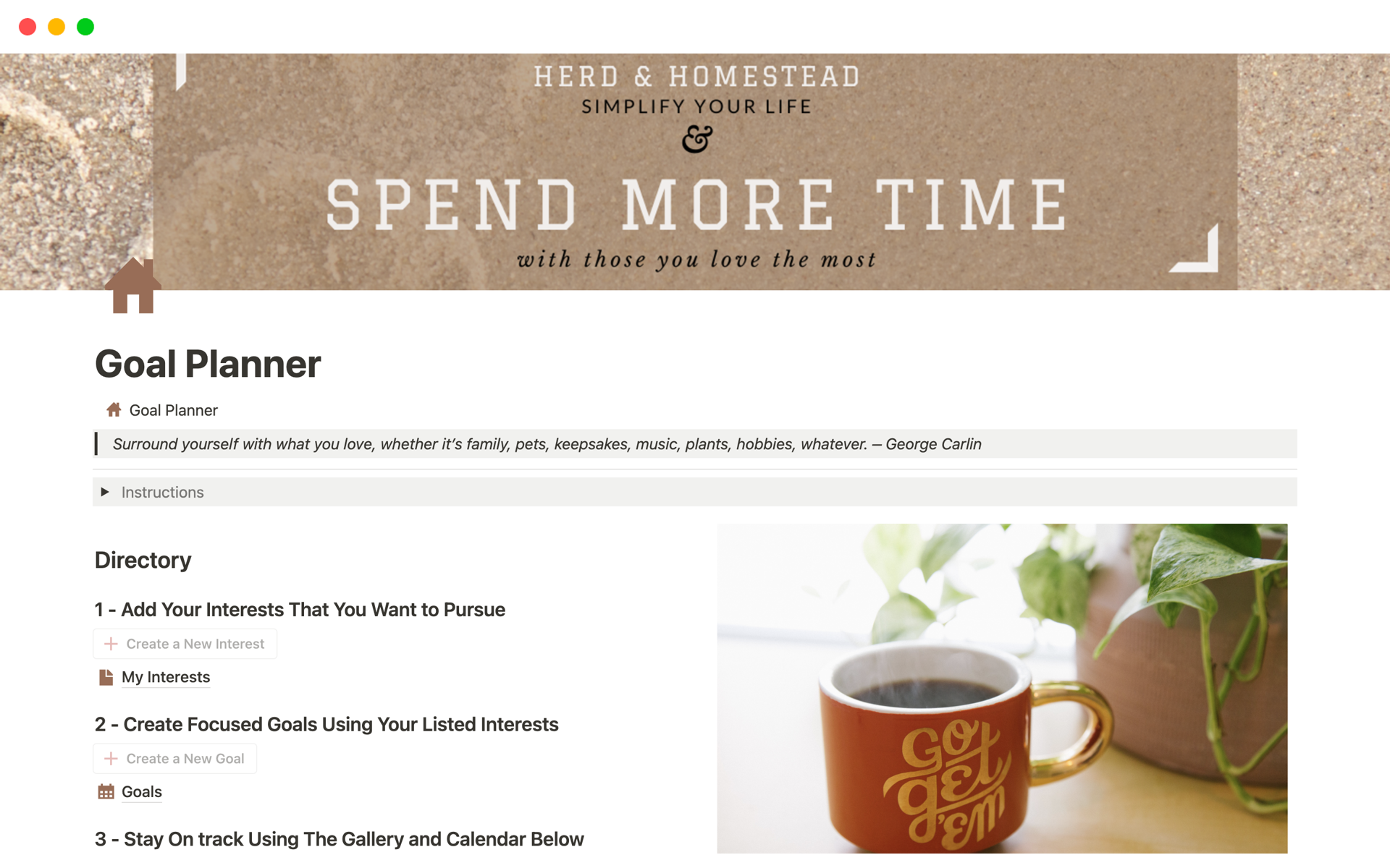 Goal Planner Template by Herd & Homestead | Notion Marketplace