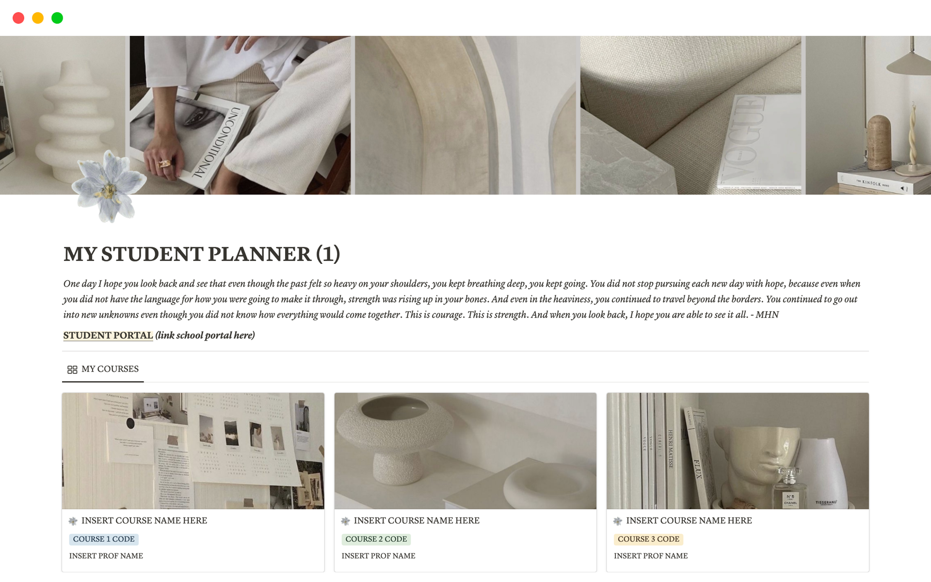 MY STUDENT PLANNER | Notion Template