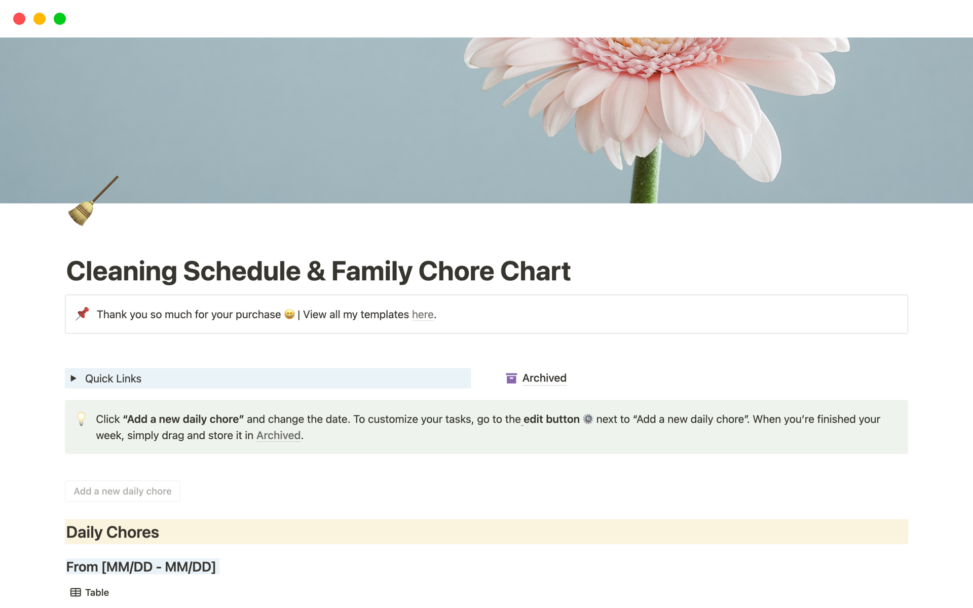 Cleaning Schedule & Family Chore Chart Template | Notion Marketplace Cleaning Schedule & Family Chore Chart Template | Notion Marketplace