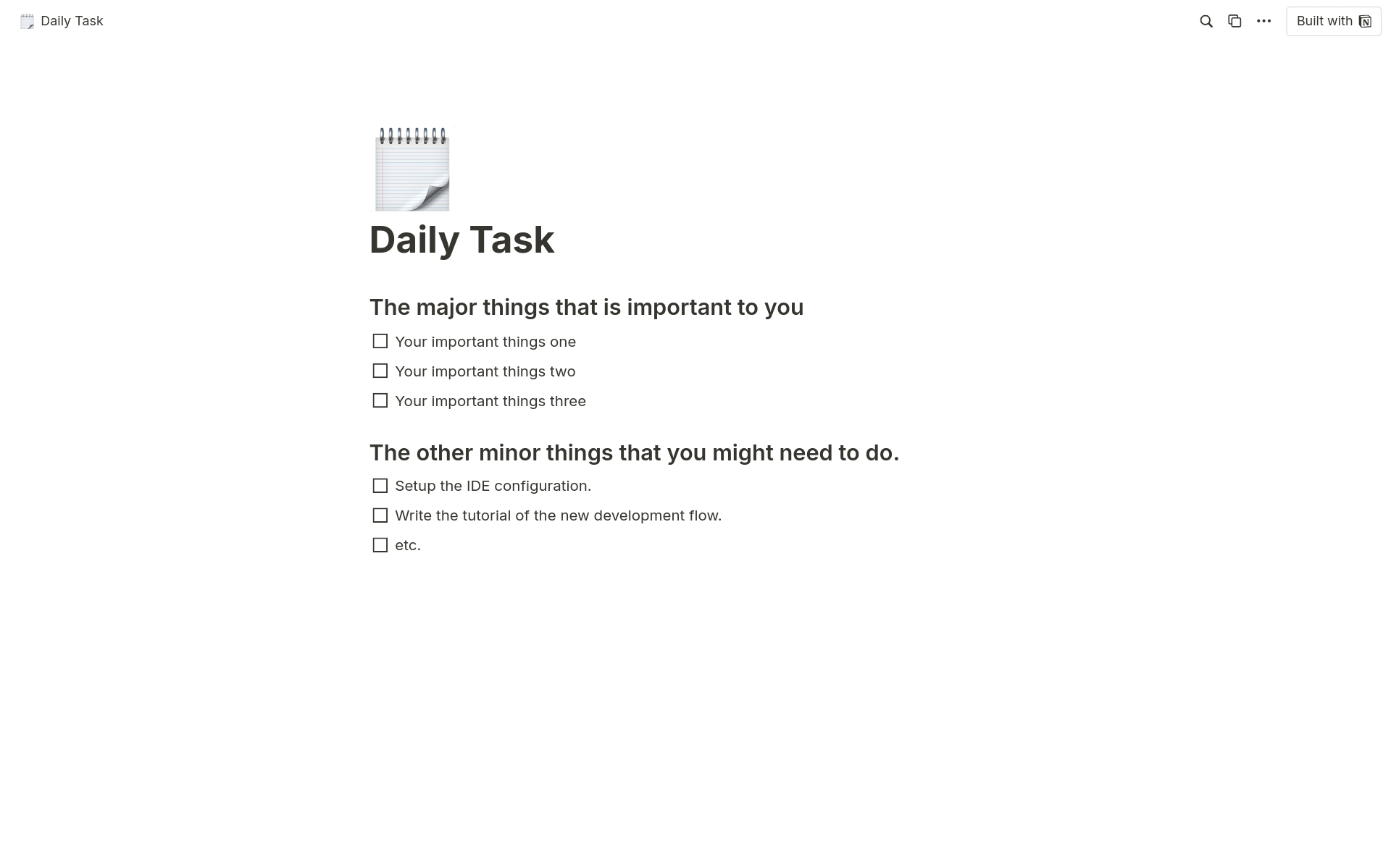 Daily Task Template by hawtim | Notion Marketplace