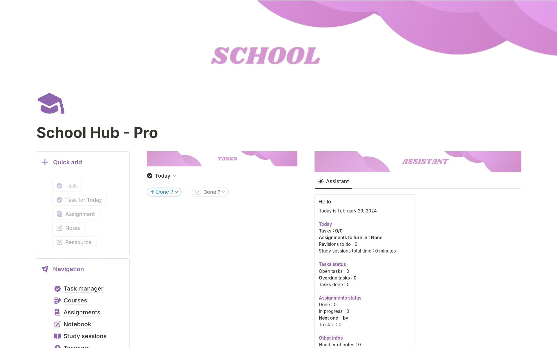 School hub Template by Tania | Notion Marketplace