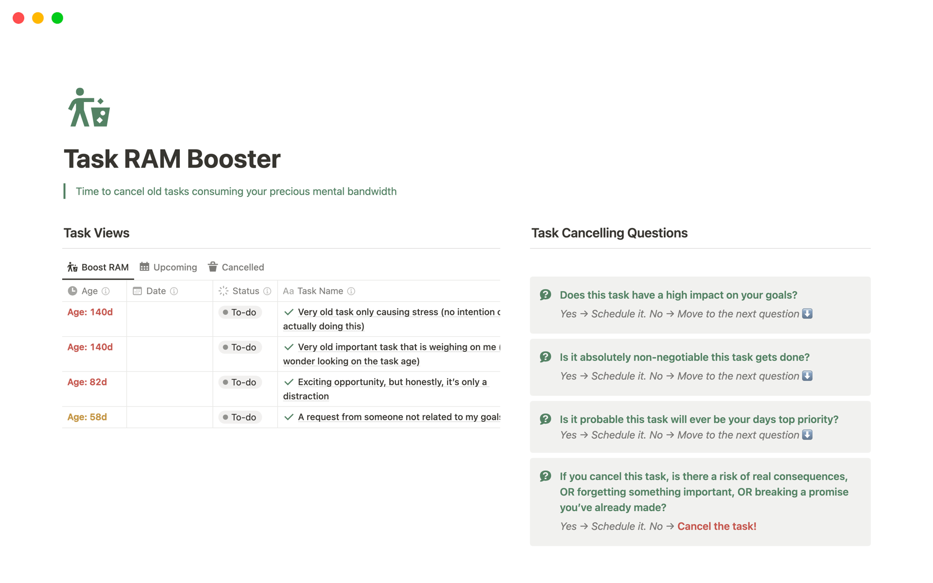 Task RAM Booster Template | Notion Marketplace