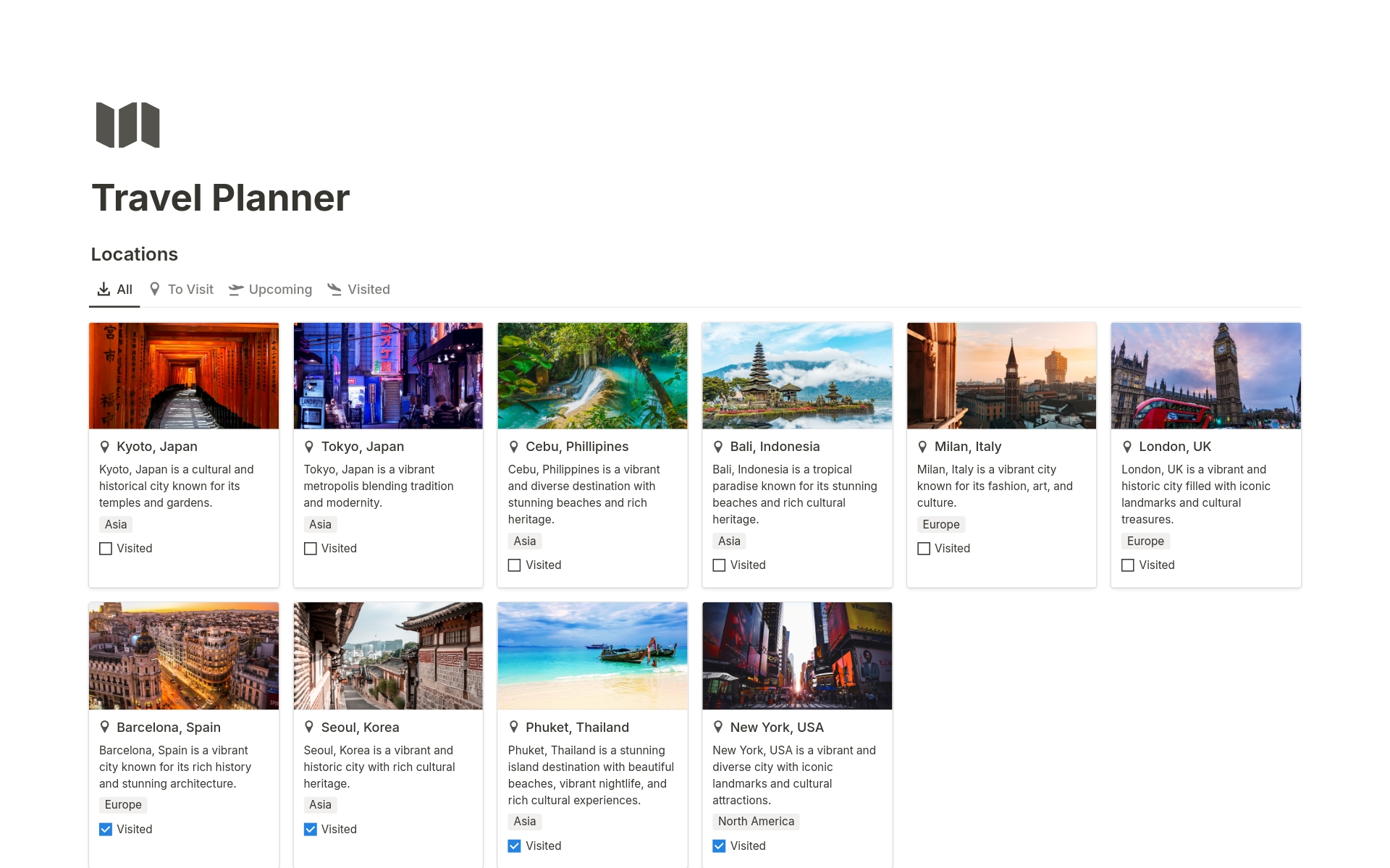 Travel Planner | Notion Template