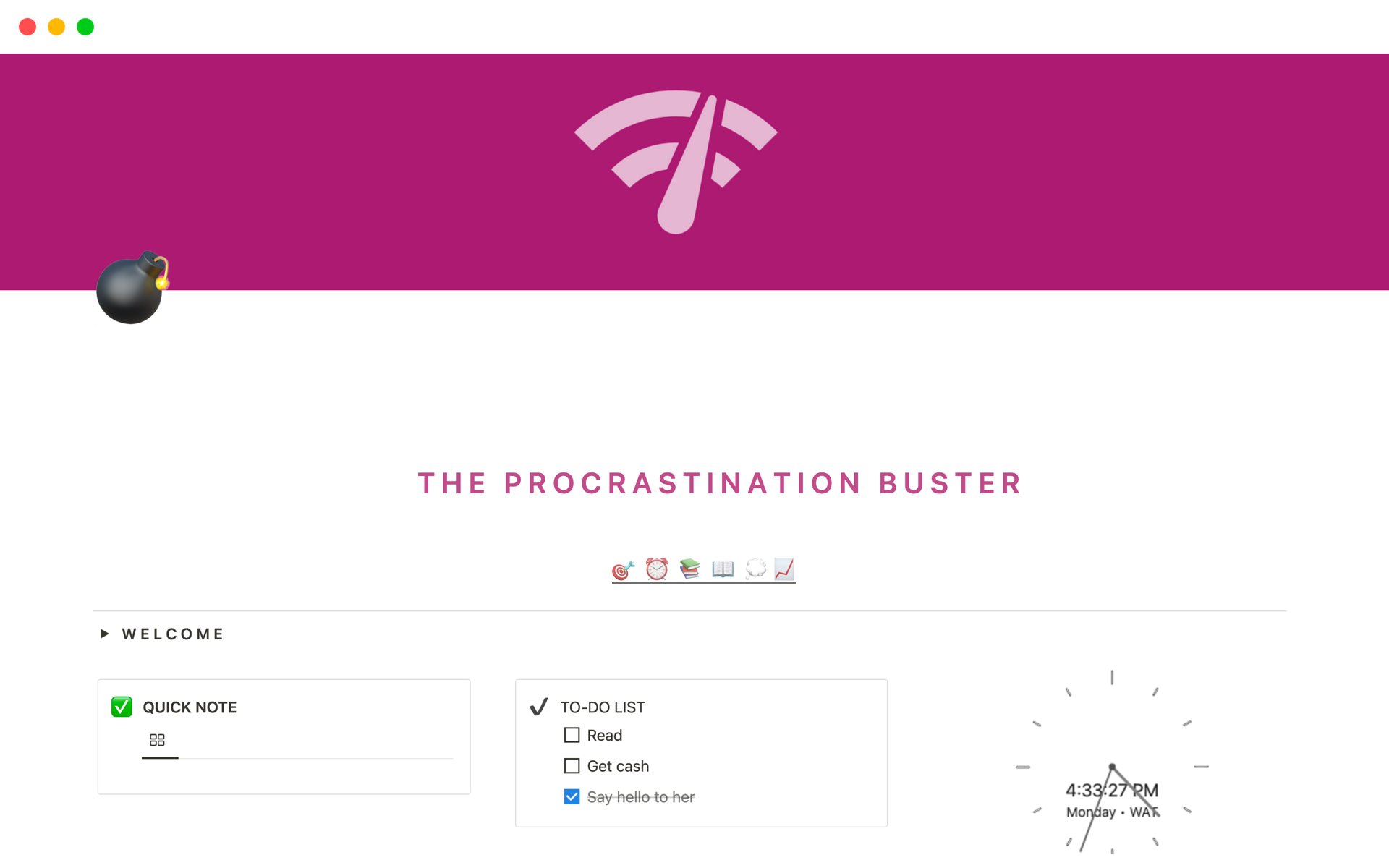 Procrastination Buster | Notion Template