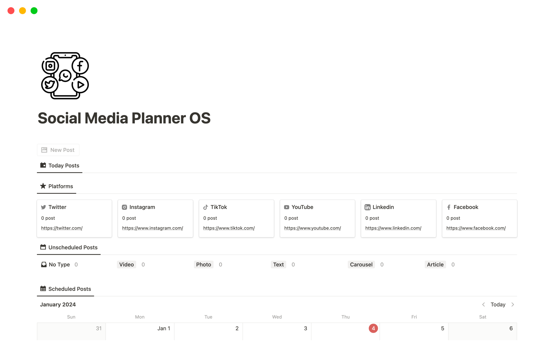 Social Media Planner OS Template by Thesauros | Notion Marketplace
