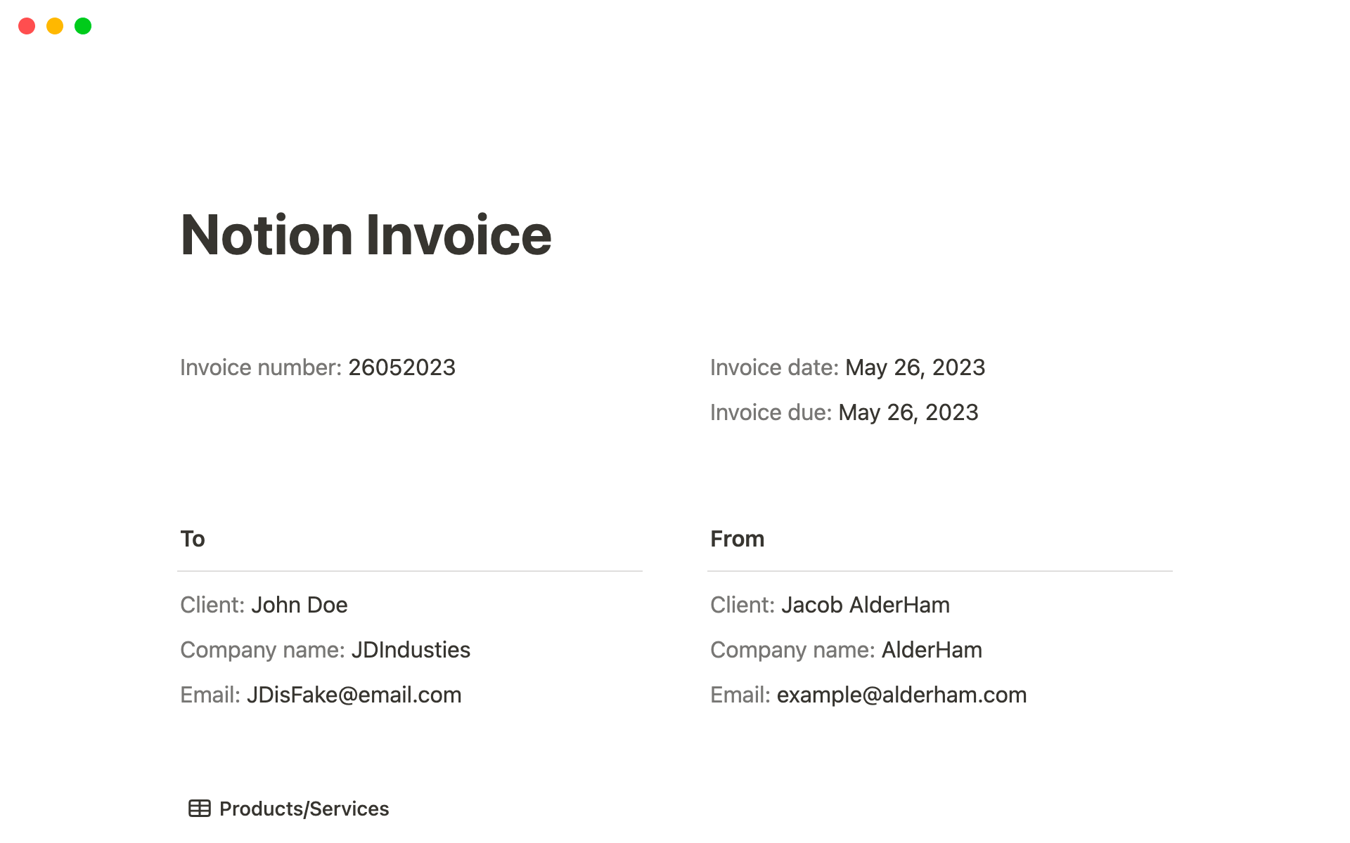 Notion Invoice Template Template | Notion Marketplace