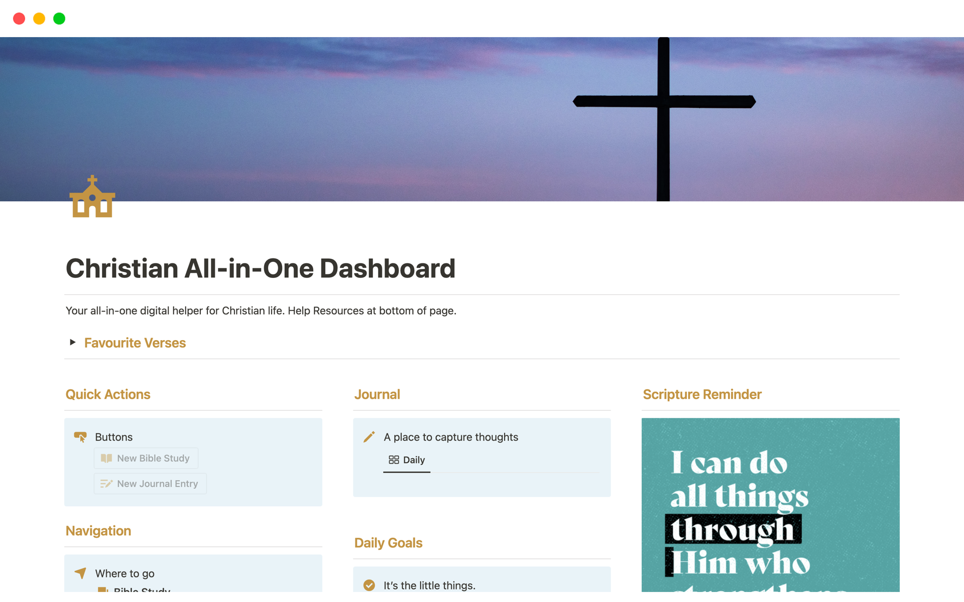 Christian All-in-One Dashboard Template | Notion Marketplace