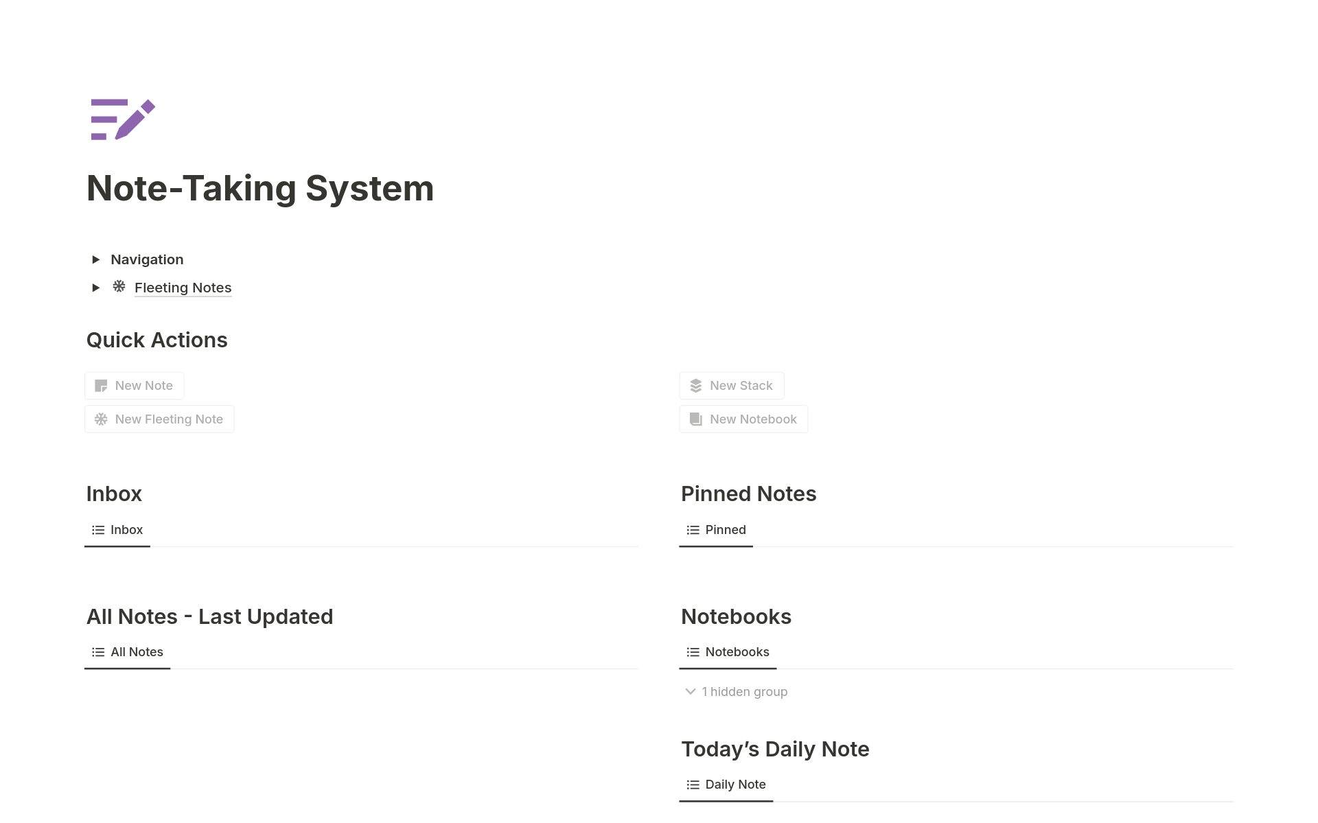 Note-Taking System | Notion Template