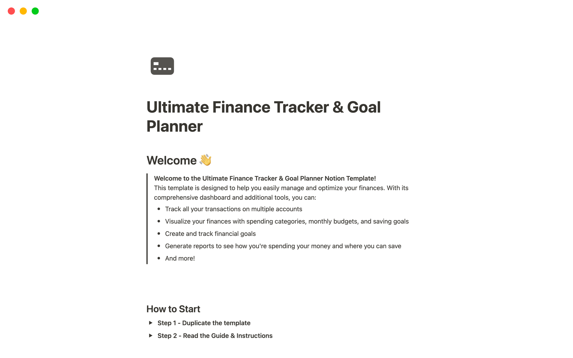Finance Tracker | Notion Template