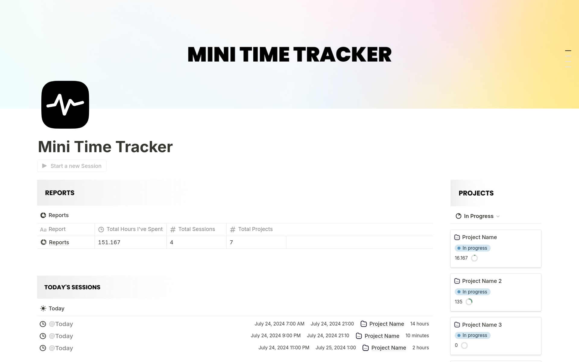 Automatic Time Tracker | Notion Template