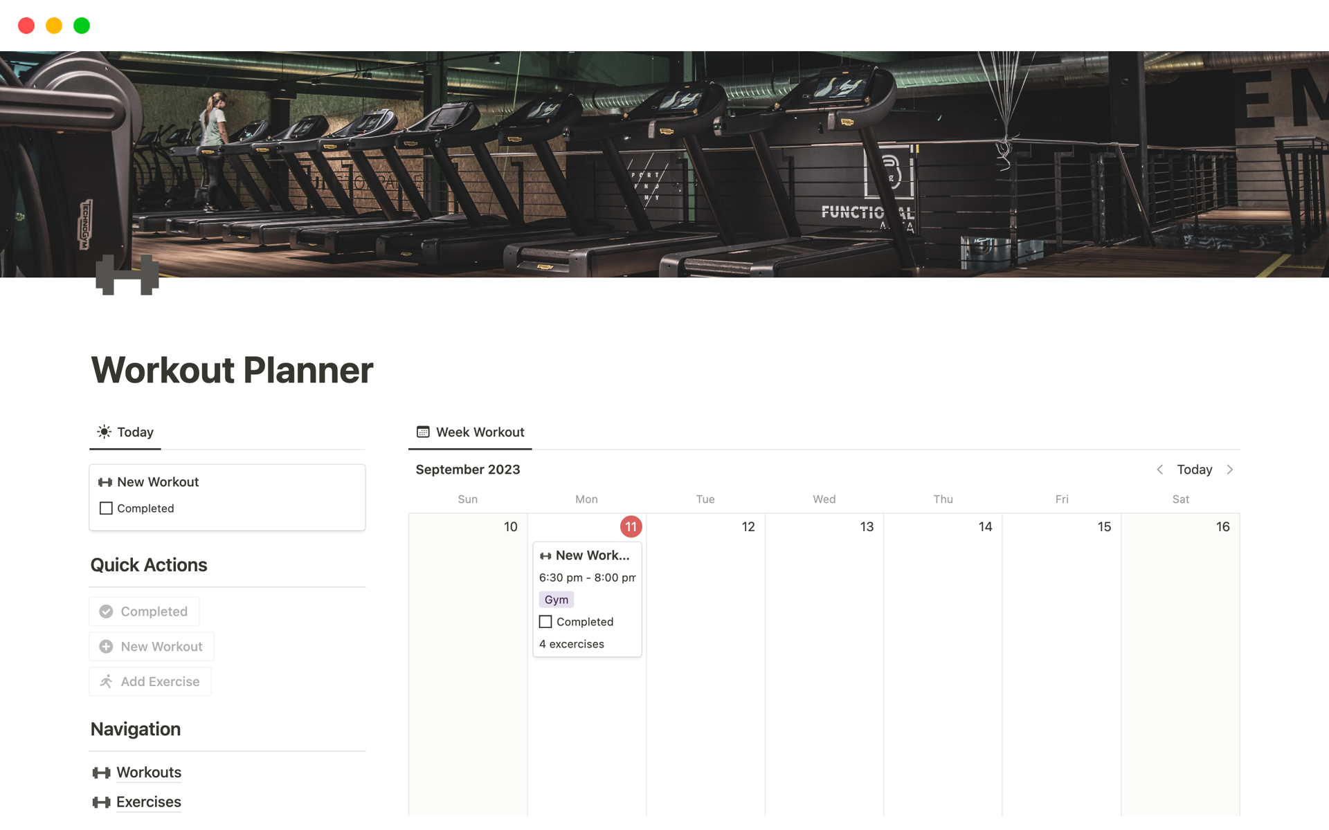 Workout Planner | Notion Template