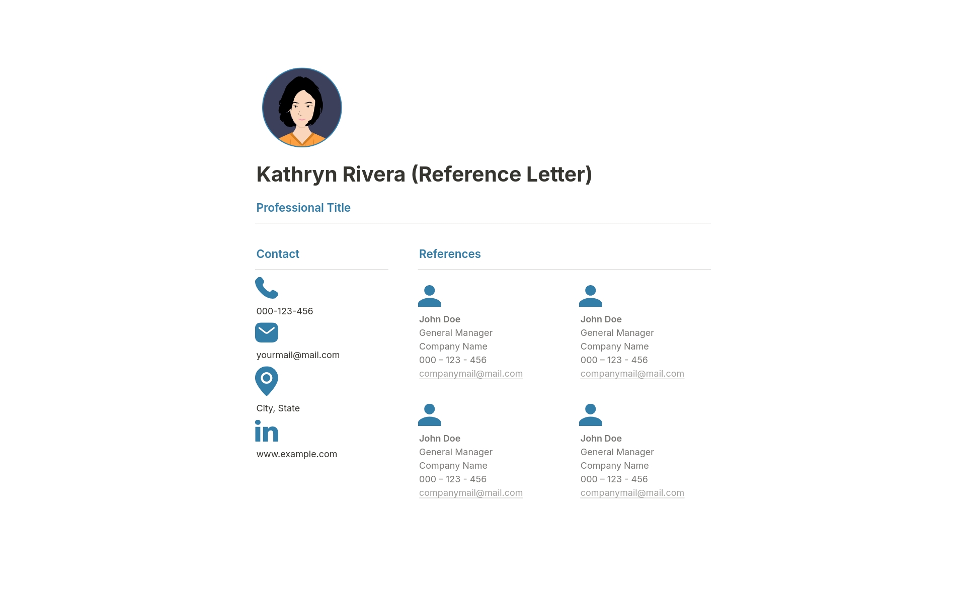 Professional Resume Cover Letter References Template By Job Pilot Notion Marketplace