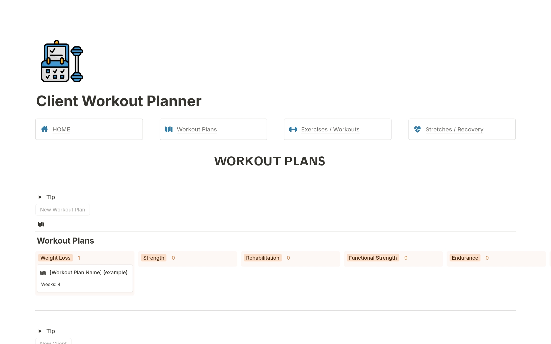 Client Training Plan Builder | Personal Trainer by Harrison | Notion ...