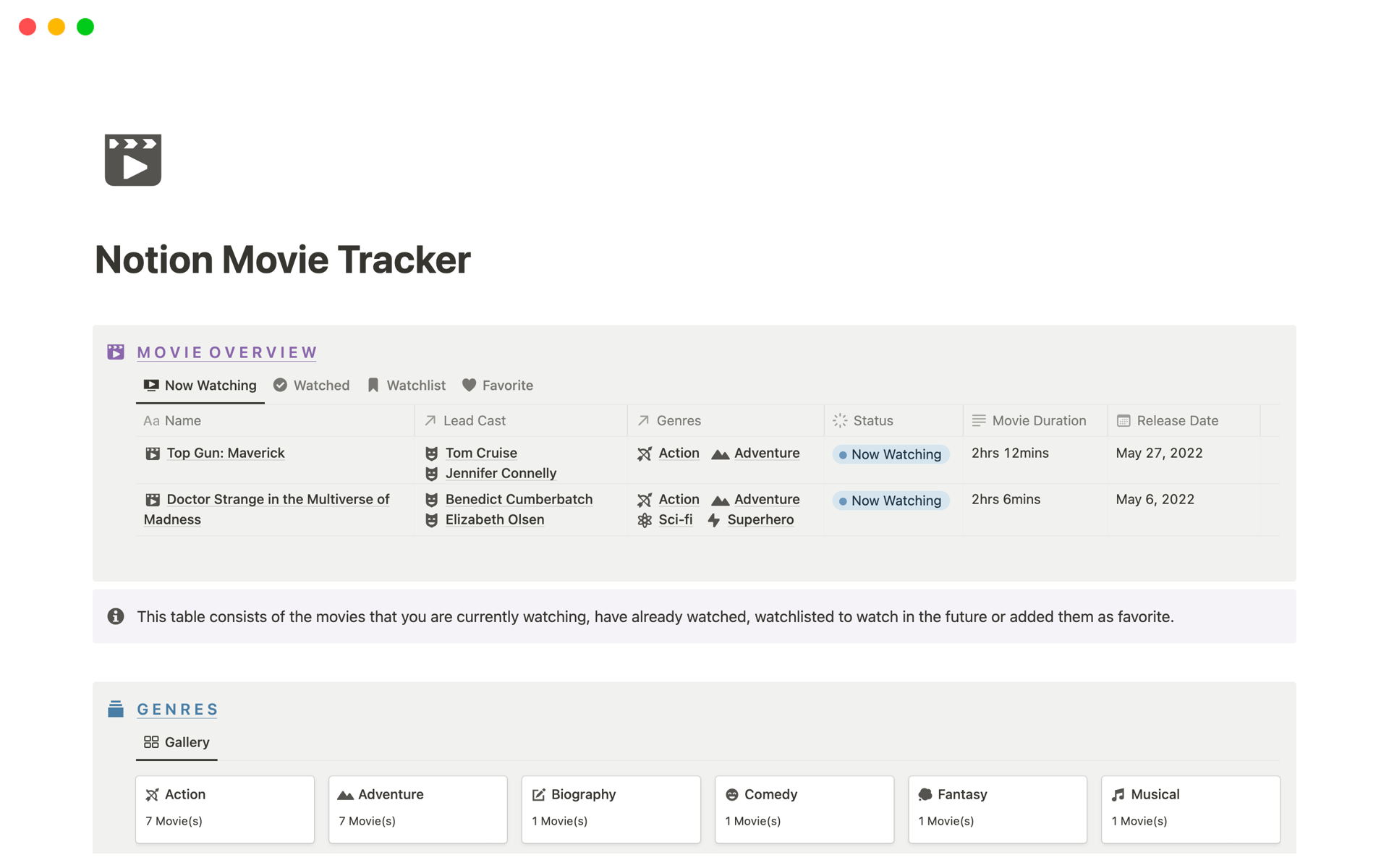 Notion Movie Tracker Template | Notion Marketplace