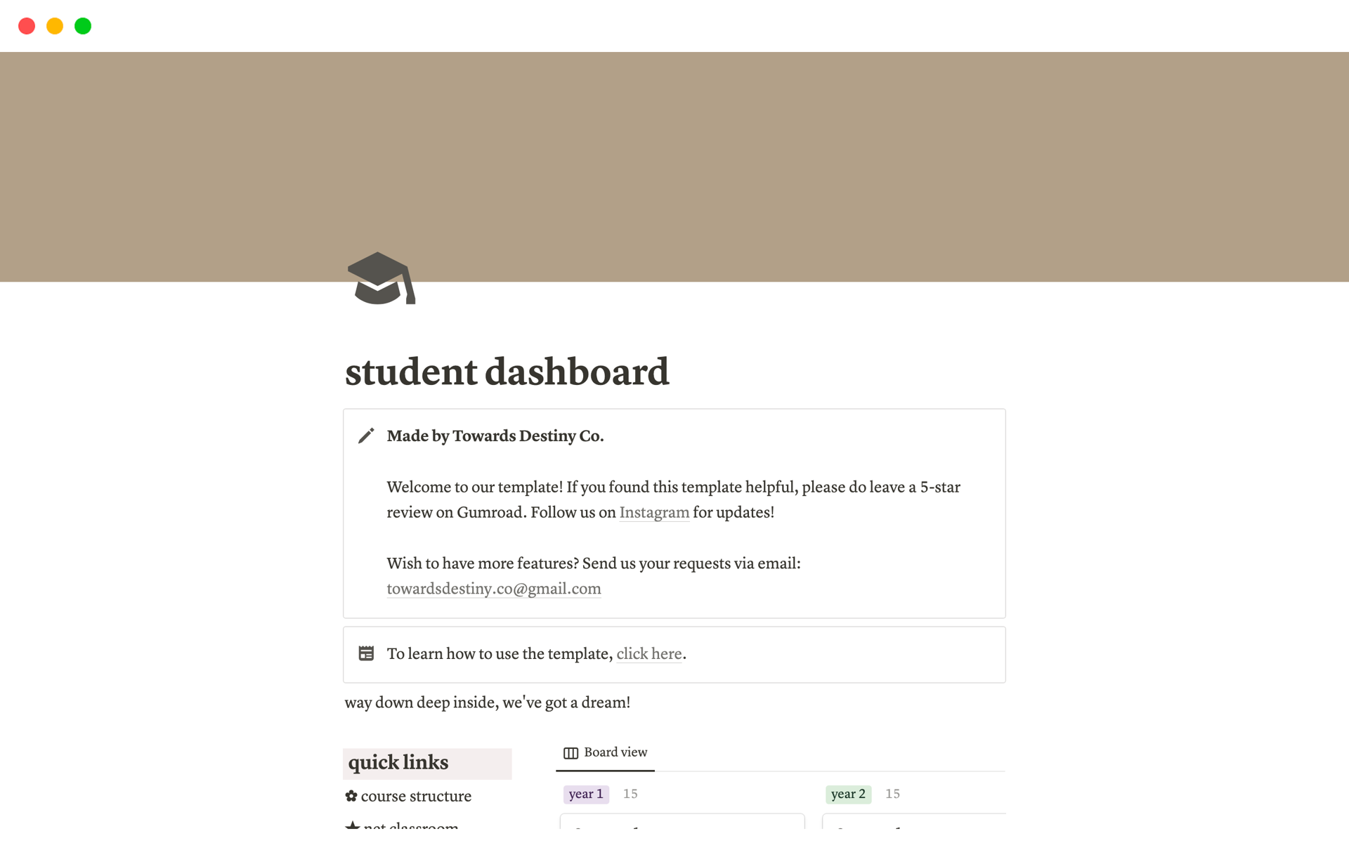 student dashboard Template | Notion Marketplace
