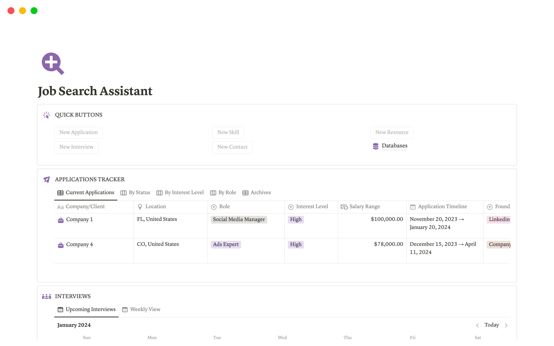 Job Search Assistant | Notion Template